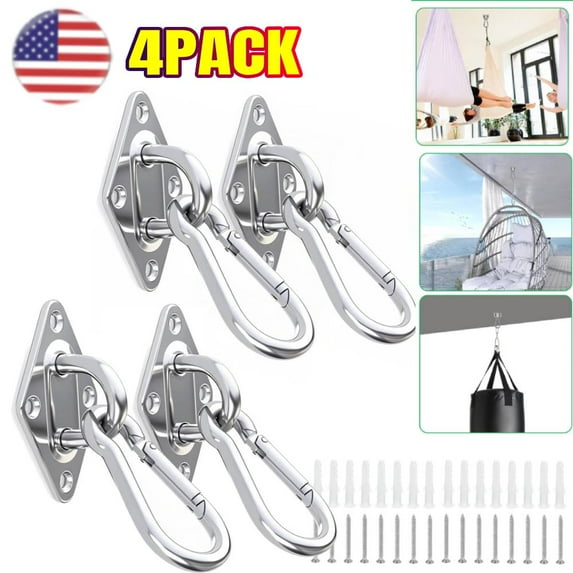 4 PACK 2.3 Inch 304 Stainless Steel Pad Eye Plate Hook with Screws and ...