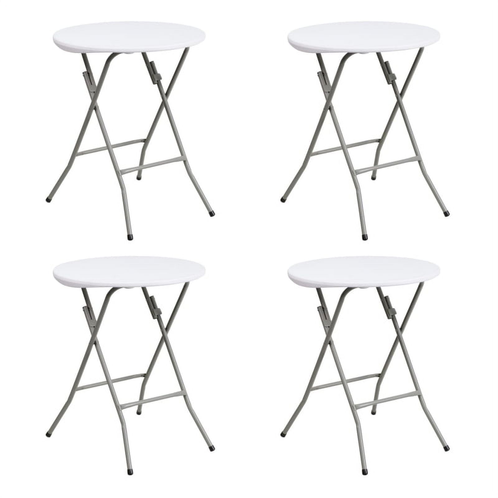 (4 PACK) 24'' Round Granite White Plastic Folding Table - Coffee Table ...
