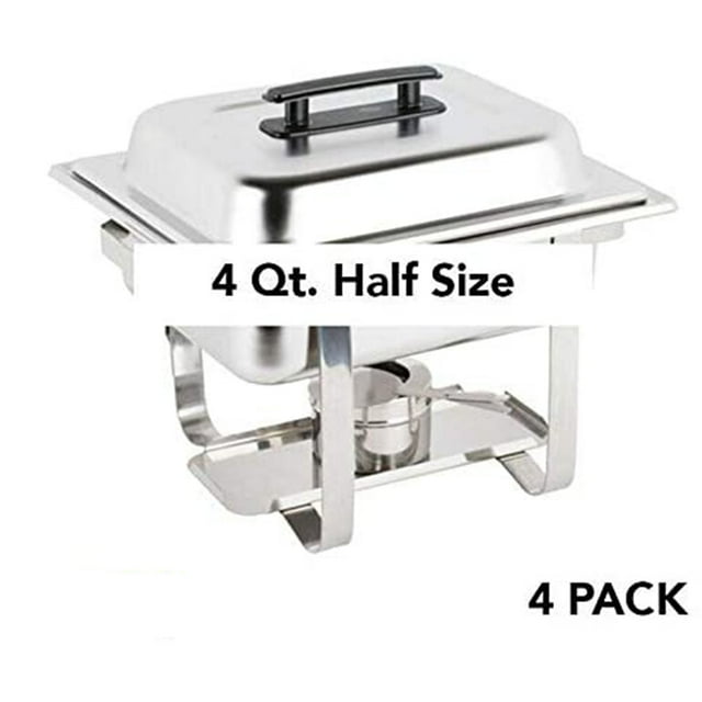4 PACK - 4 Qt. Half Size Stainless Steel Chafer - Walmart.com