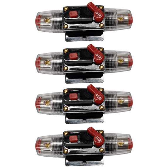4 PACK 40 Amp Inline Waterproof Circuit Breaker Auto/Solar Manual Reset ...