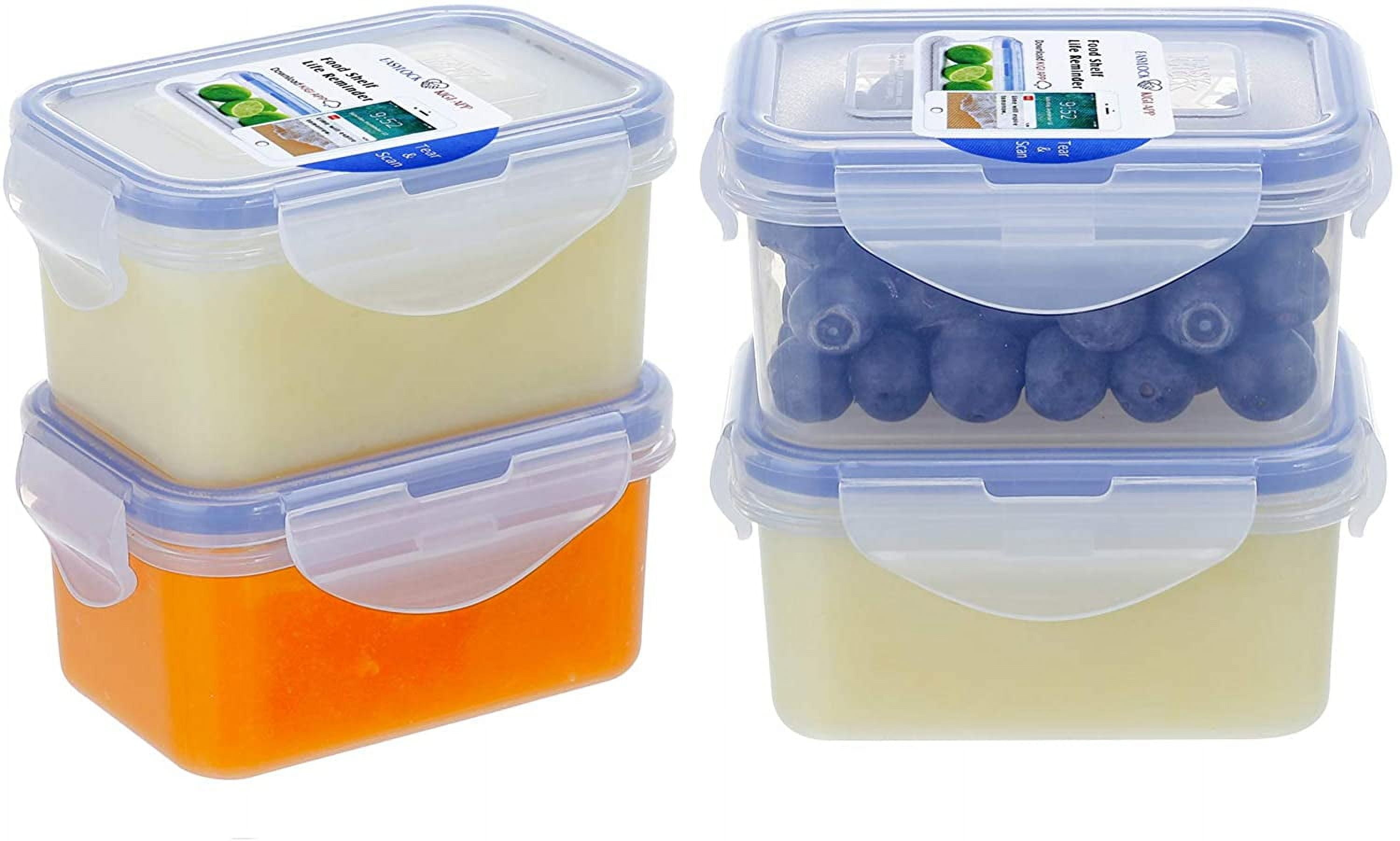 4 PACK 6OZ Plastic Small Containers with Lid Portion Control Mini Bento ...