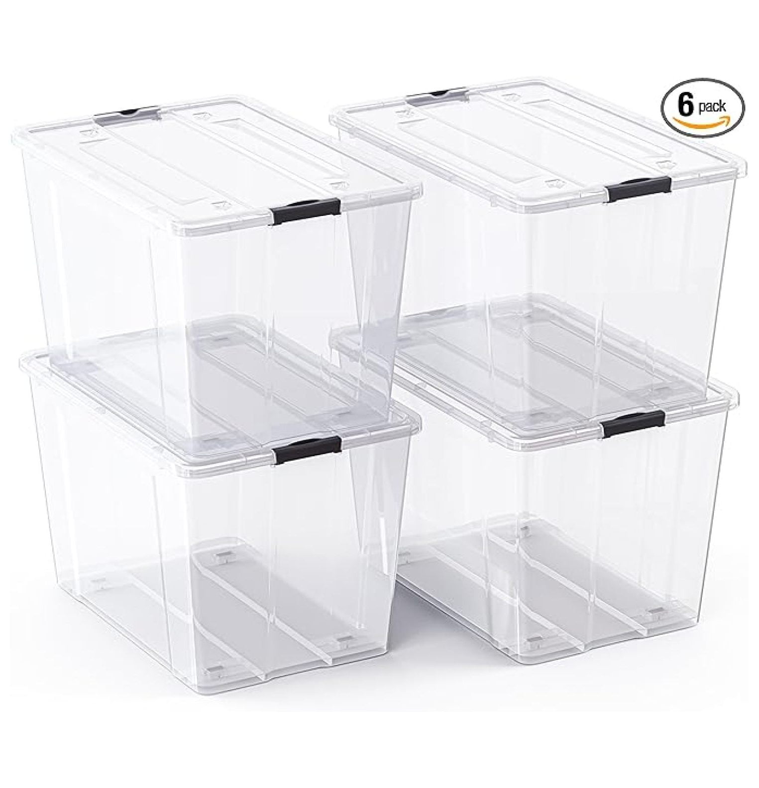 4 PACK 97 Qt. Plastic Tote Organizing Container with Ultra Durable Lid ...