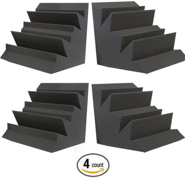 4 PACK - Acoustic Foam Bass Trap Studio Soundproofing Corner Wall 12" x ...
