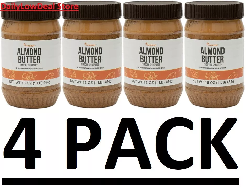 4 PACK - Almond Butter Smooth Unsalted Gluten Free Non GMO 16 oz (Total ...