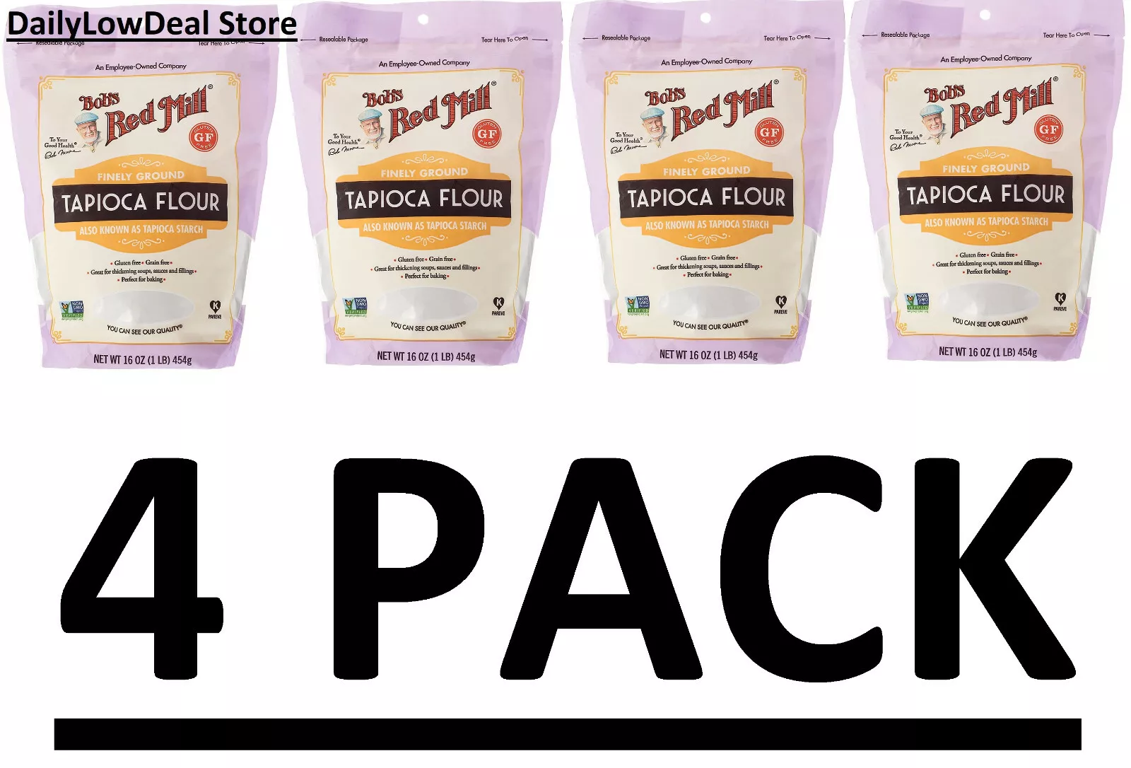 4 PACK - Bob's Red Mill Finely Ground Tapioca Flour 16 oz Pkg - Walmart.com