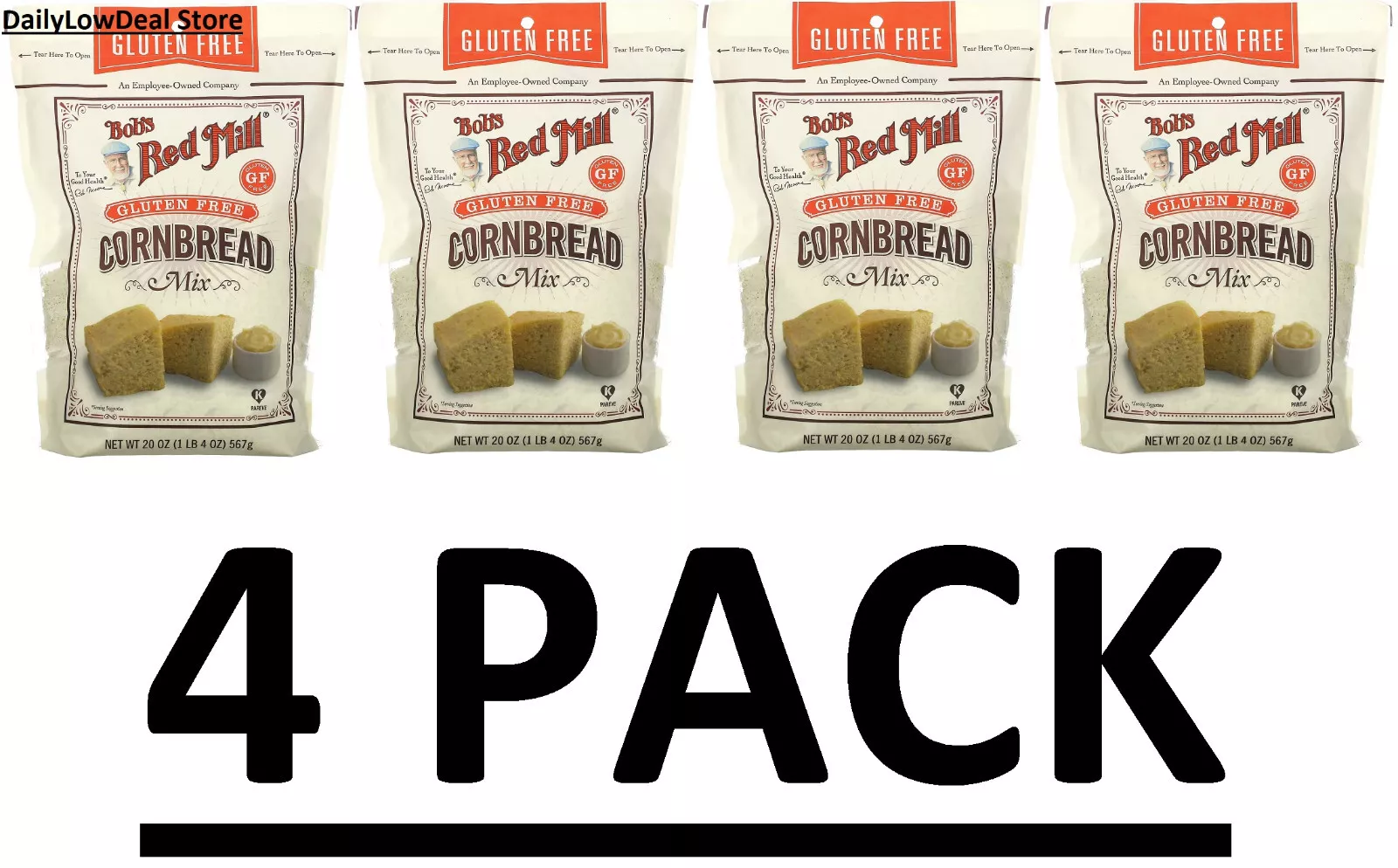 4 PACK - Bob's Red Mill Gluten Free Cornbread Mix 20 oz - Walmart.com