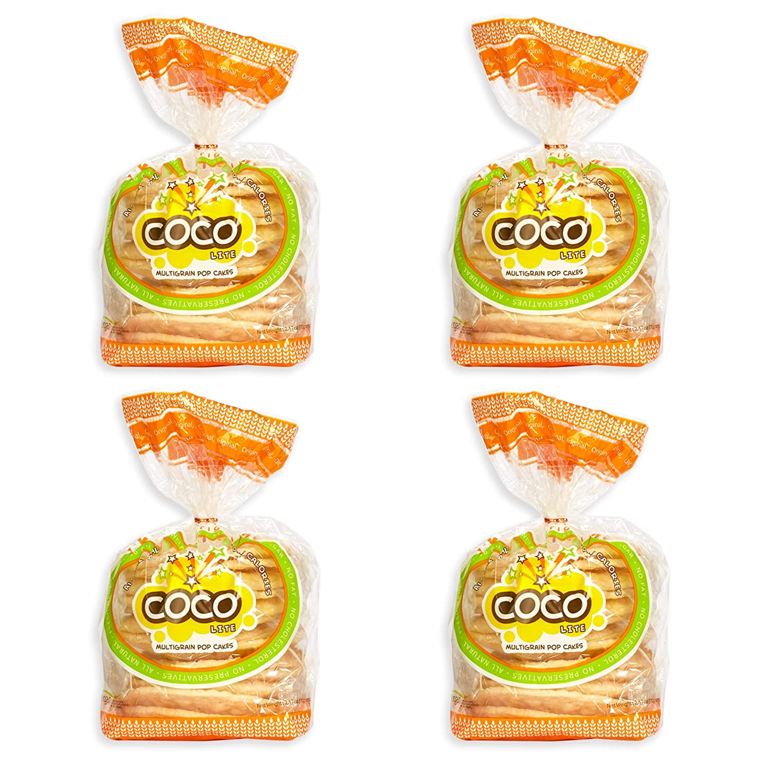 4 PACK COCO LITE ORIGINAL Popped Rice Cakes, Non-GMO, Light and Airy ...