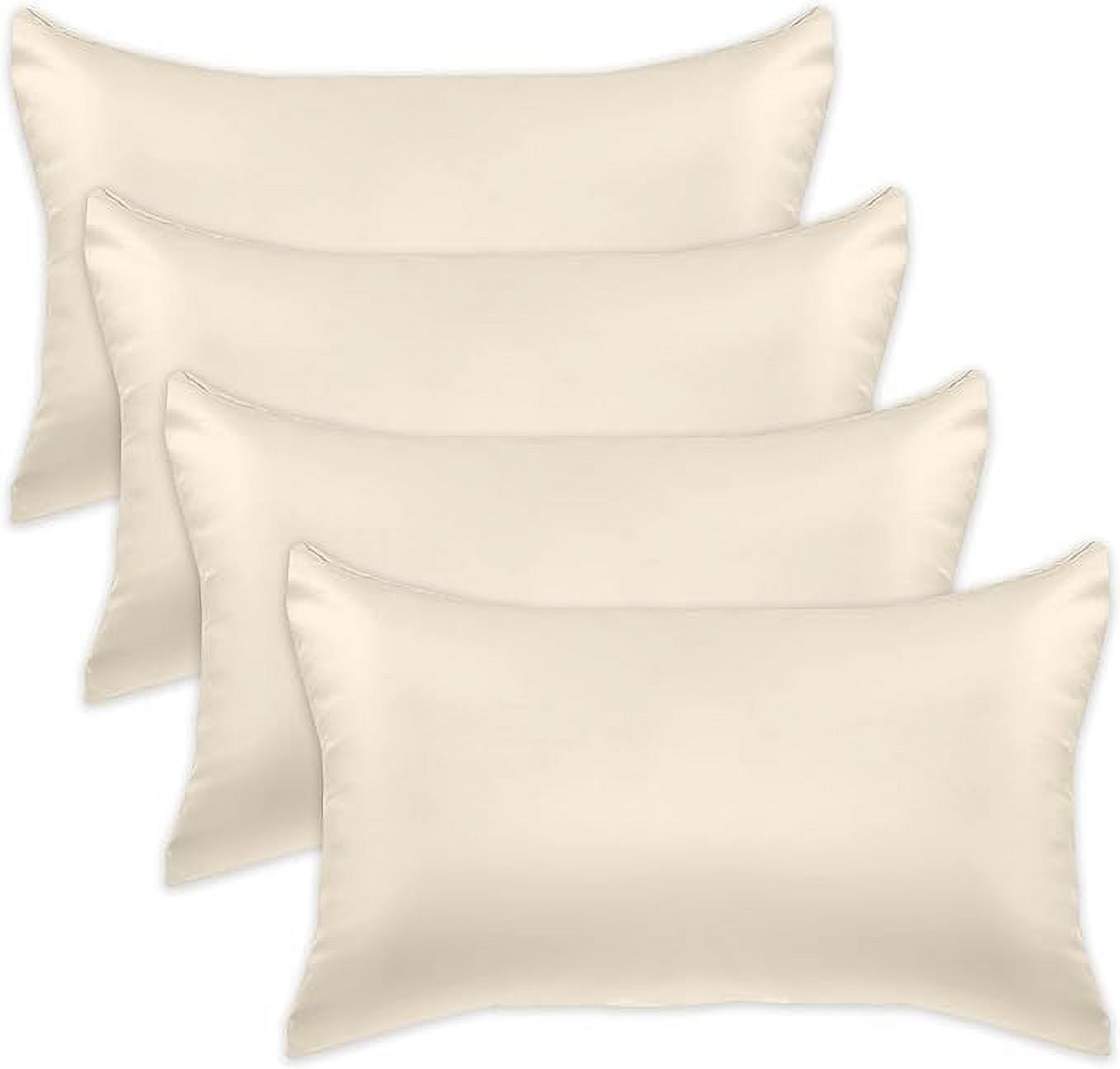 4 PACK Cooling Viscose Satin Pillowcase Set with Hidden Zipper closure ...