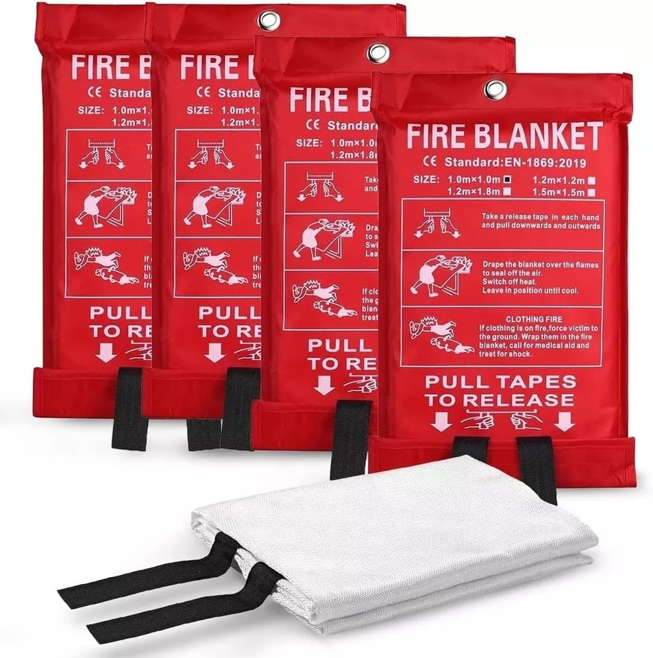 XEENSO 4 PACK FIRE BLANKET Fiberglass Hero Emergency Home Retardant ...