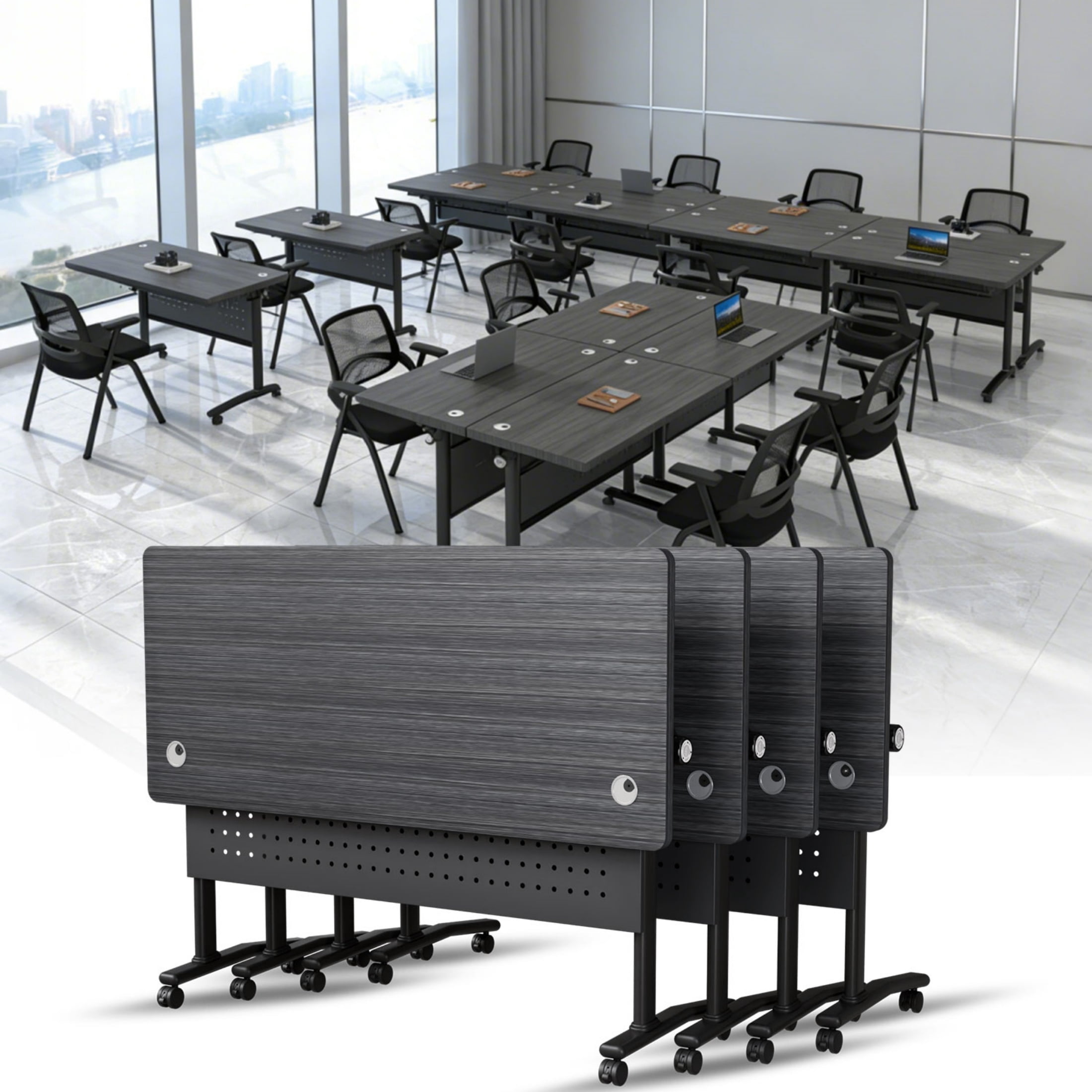 4 PACK Folding Conference Room Table with Wheels,47.2 IN Modular ...