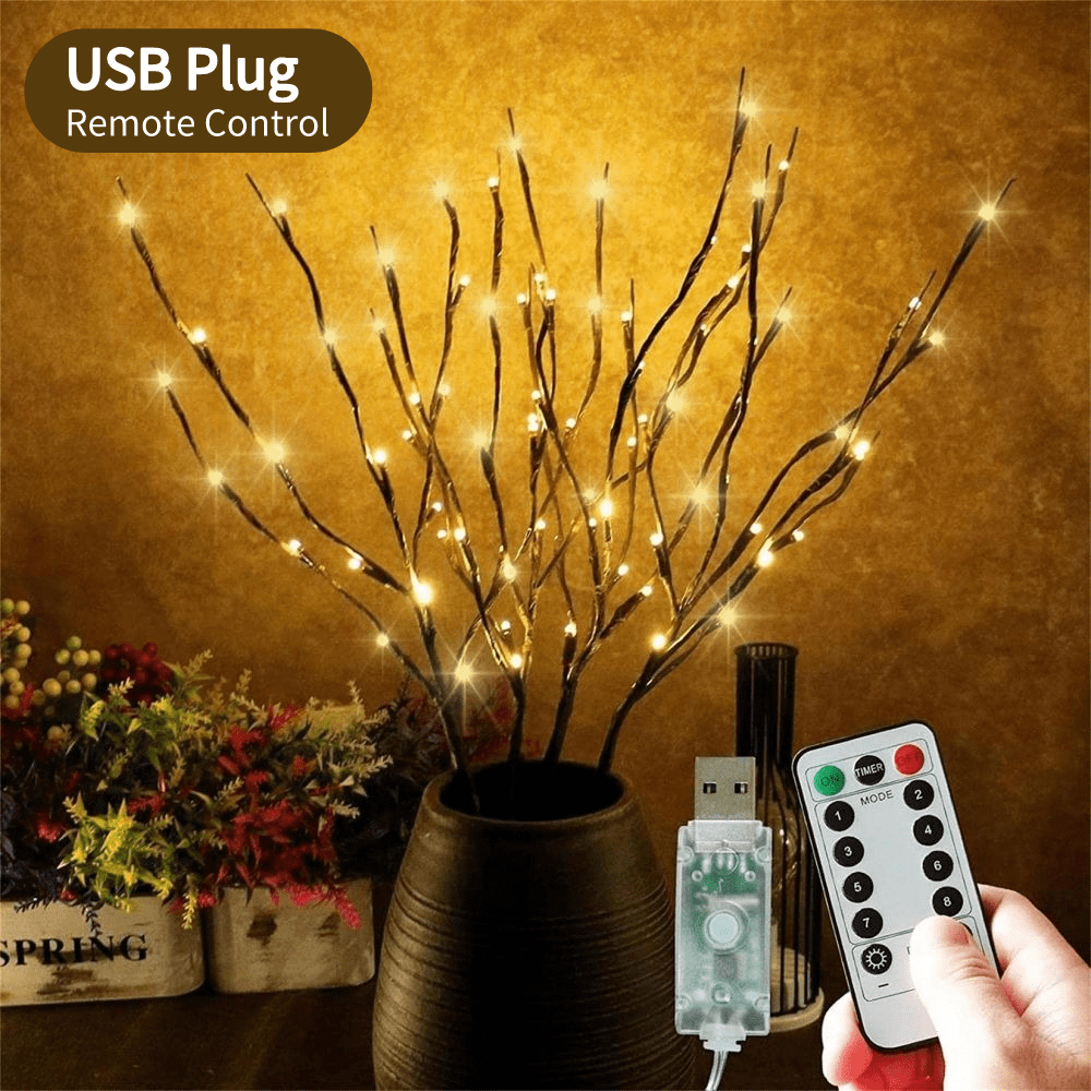 4 PACK Lighted Branches Lights, USB Plug in with Remote Control Timer ...