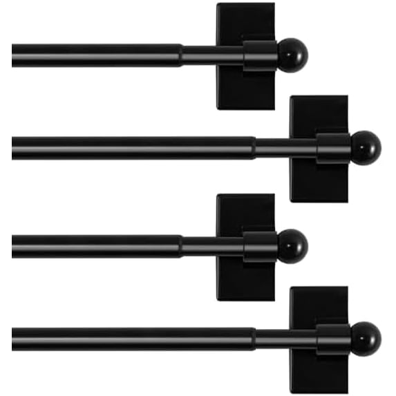 4 PACK Magnetic Curtain Rods for Metal Doors, 9 to 16 Inch, 1/2 Inch ...