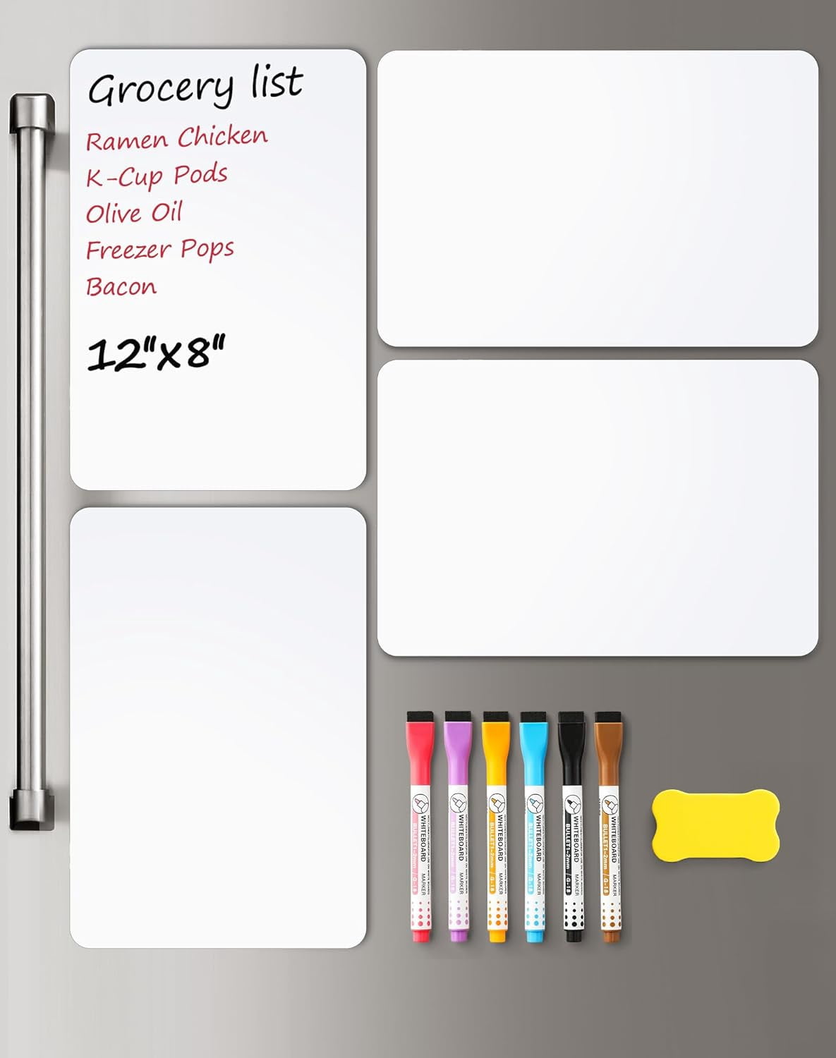 4 PACK Magnetic Dry Erase Board Sheet for Fridge, 12"x8" Erasable ...