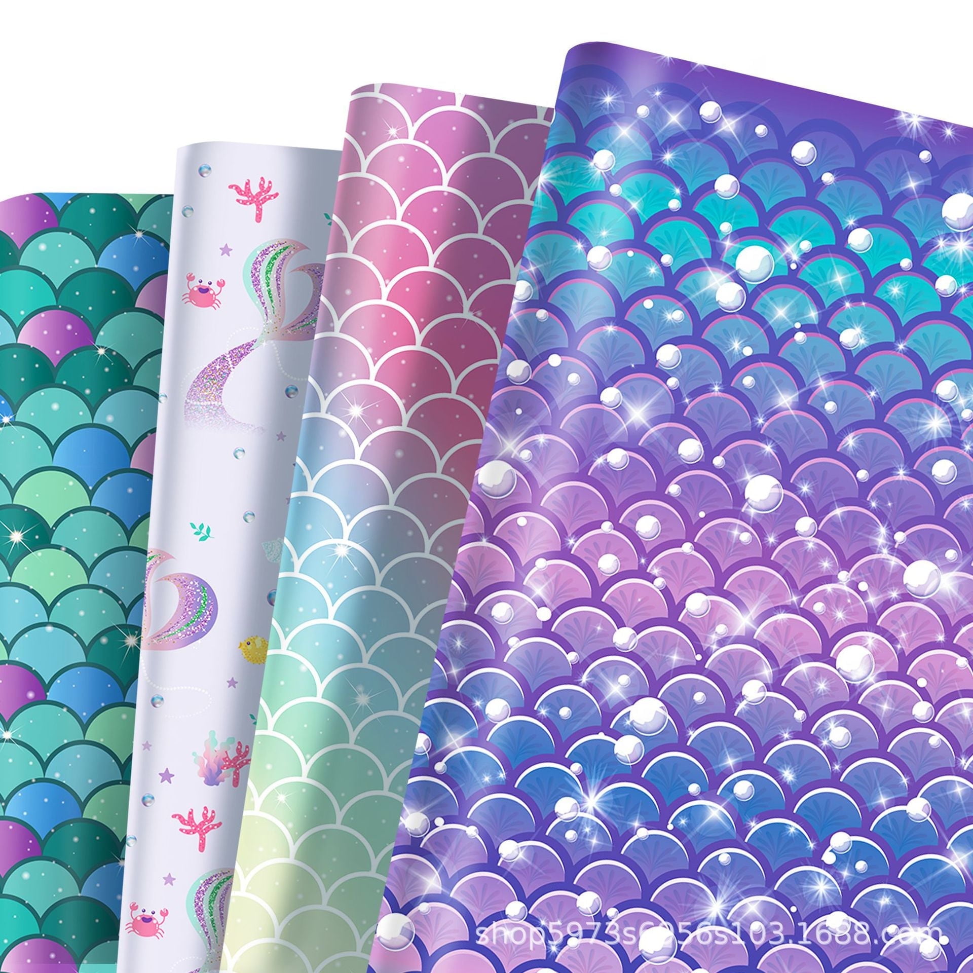 4 PACK Mermaid Kids Birthday Wrapping Paper Sheets for Children and ...