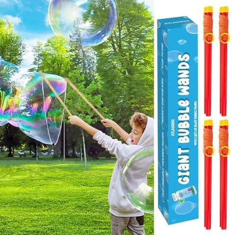 4 PACK PARTY BOX Giant Bubble Wands INCLUDING 2 Gallons of Huge Bubble ...