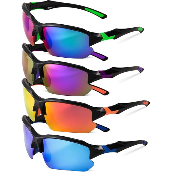 4 PACK Polarized Sport Sunglasses for Women Men UV Protection,Running ...