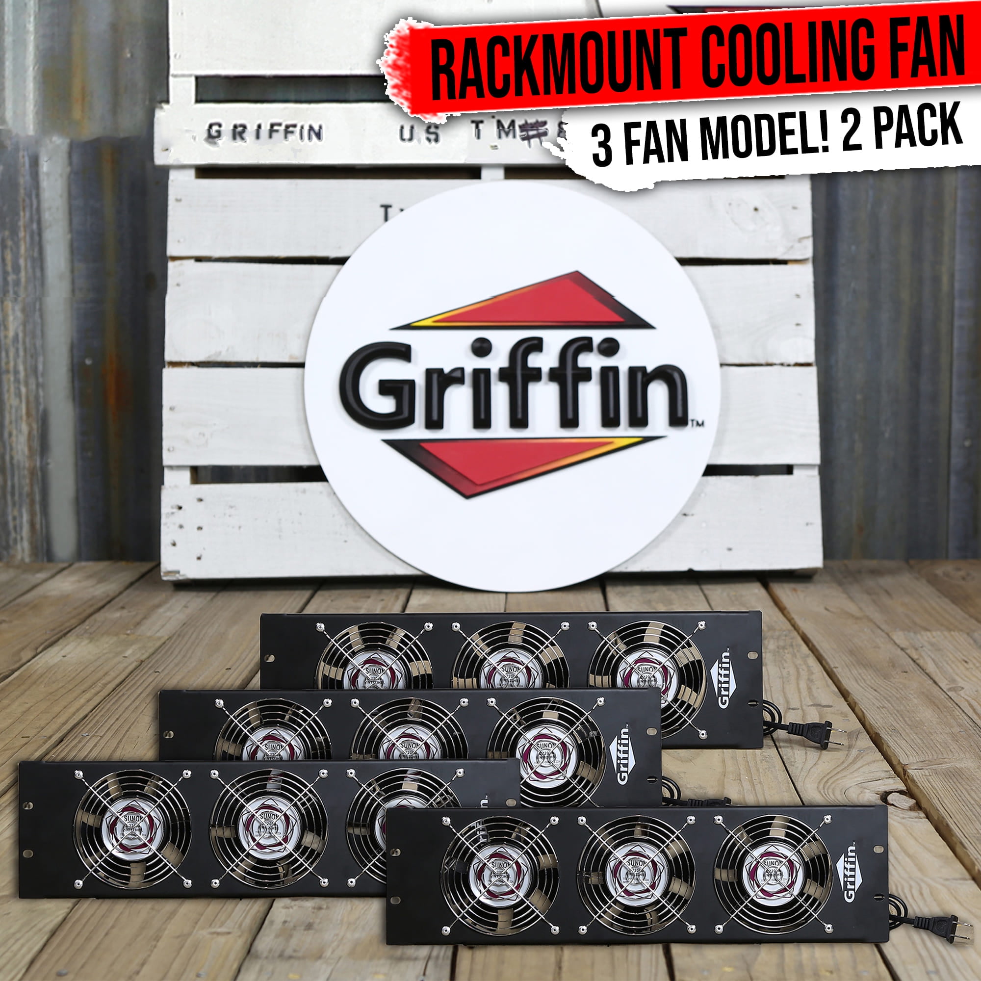 4 PACK Rackmount Cooling Fans | Griffin Triple Studio Audio Gear Panel ...