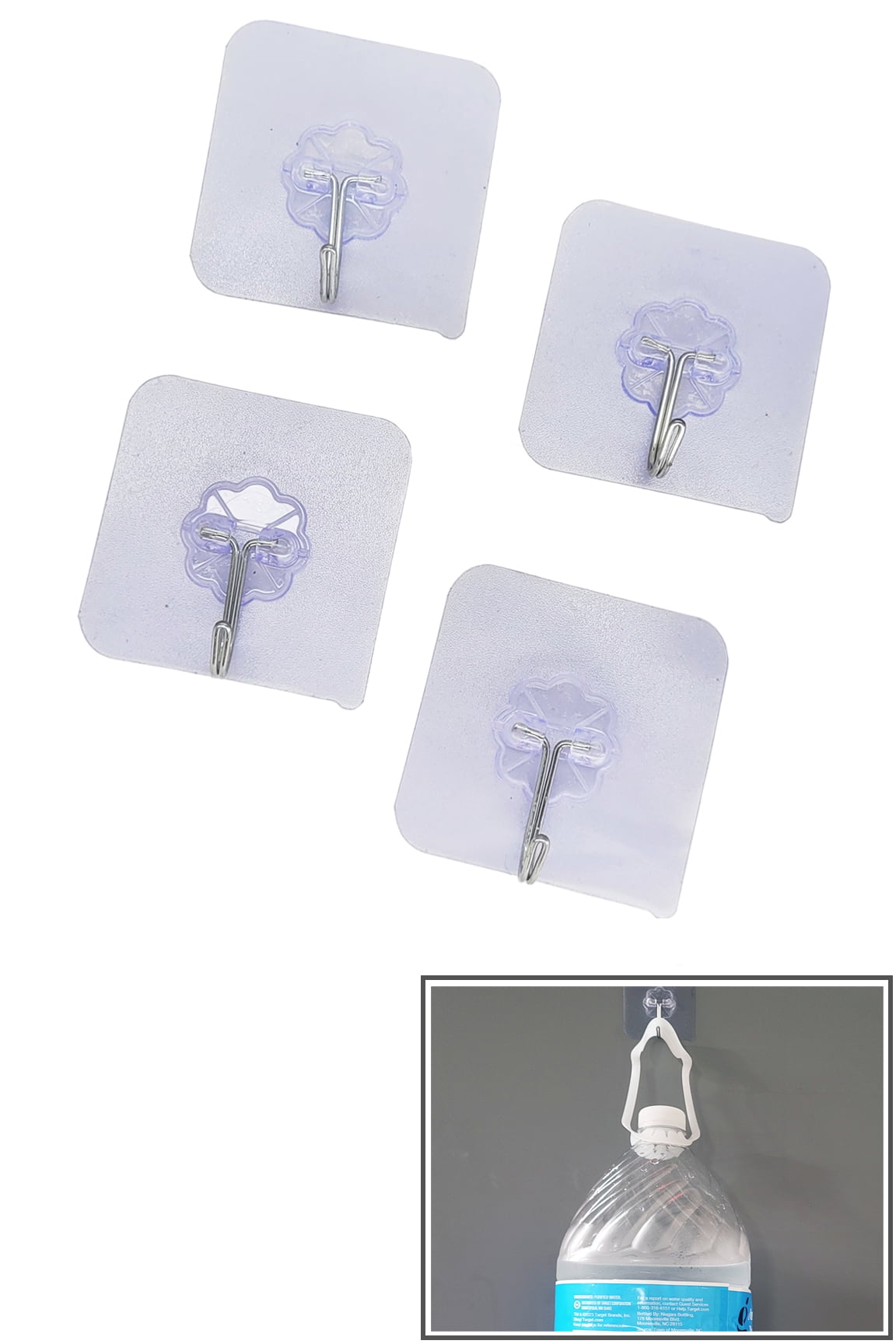4-PACK Simply Good Adhesive Mount Stainless Steel Hooks - Super Strong ...