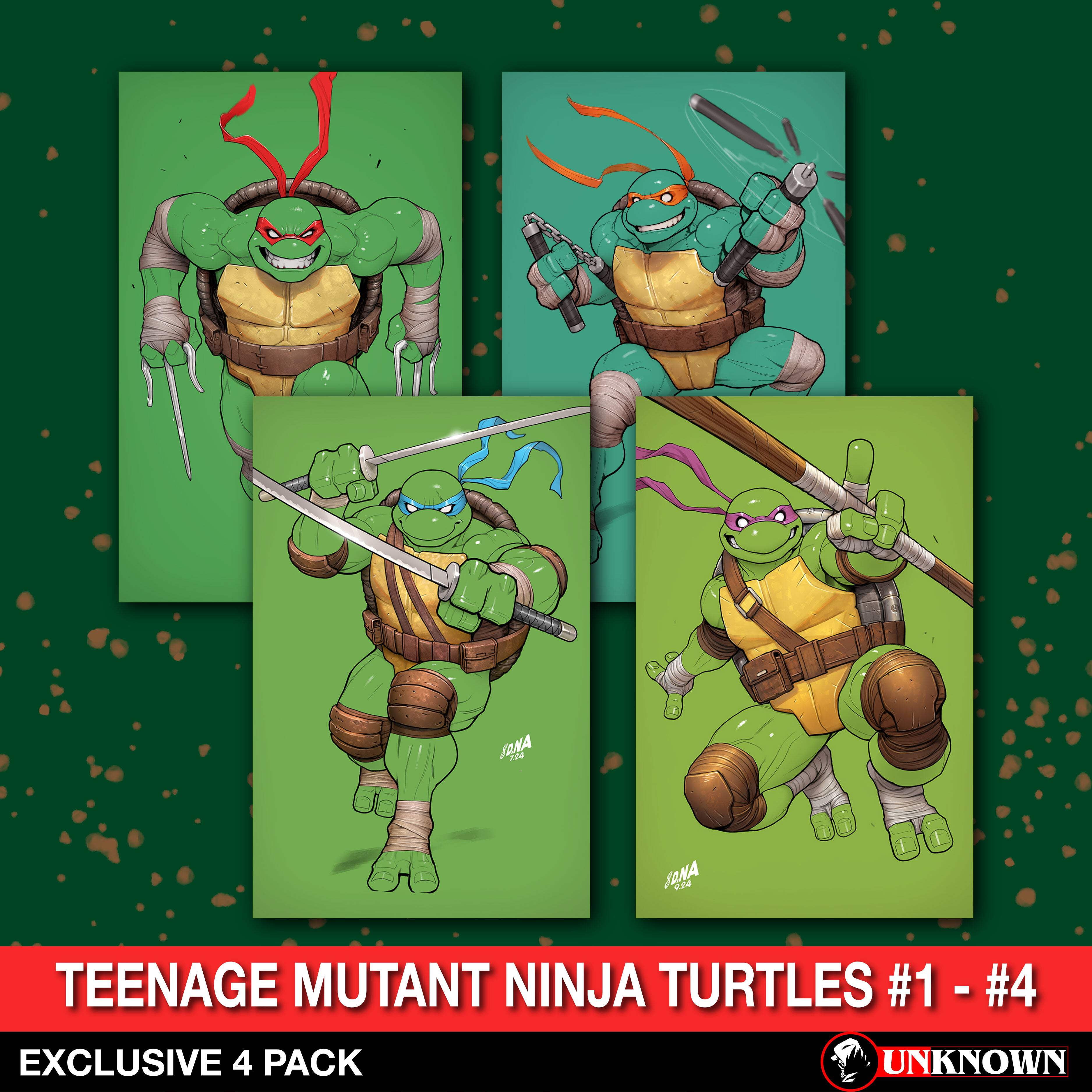[4 PACK] TEENAGE MUTANT NINJA TURTLES (2024) #1-4 UNKNOWN COMICS DAVID ...