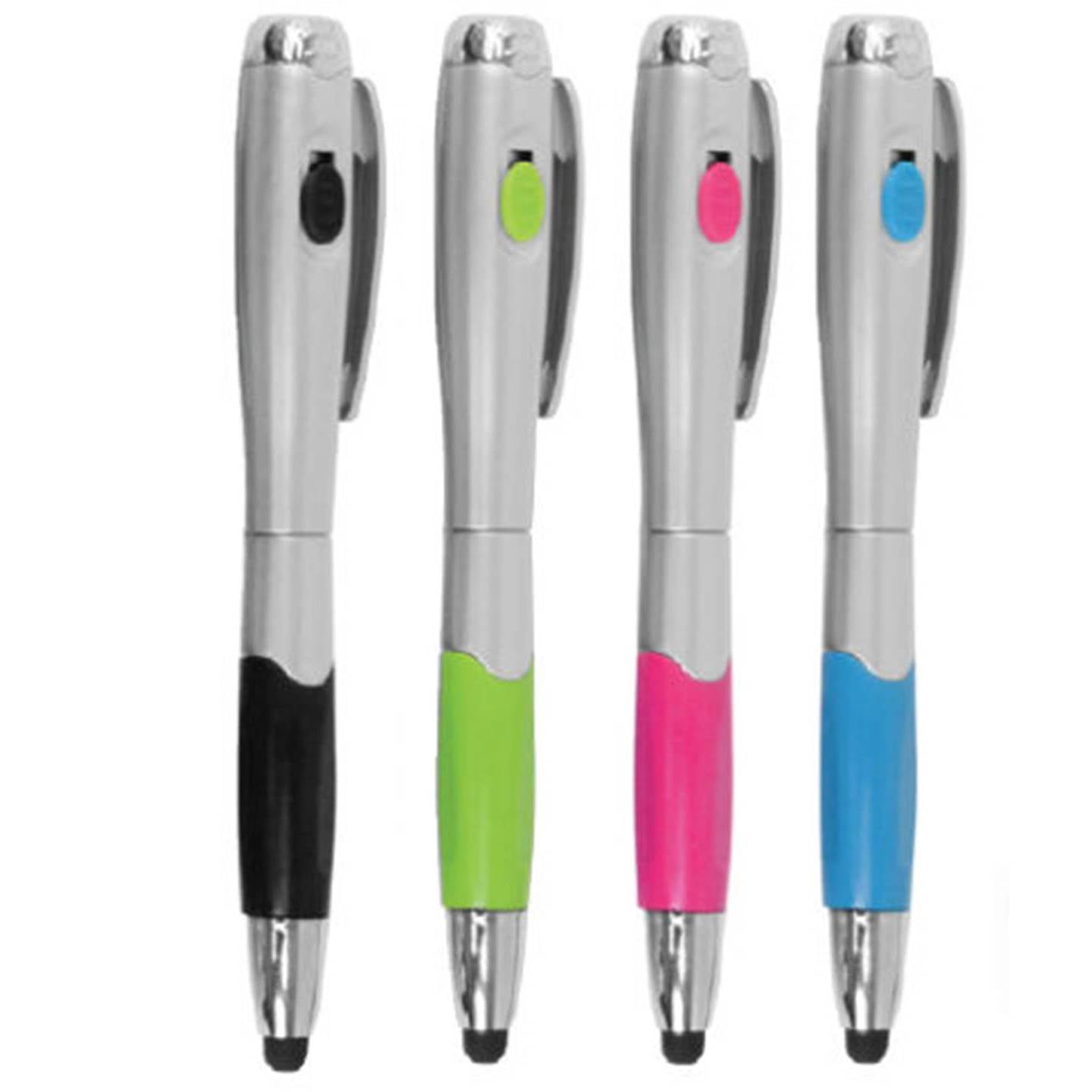 [4-PACK] Universal 3-in-1 Stylus + Ballpoint Pen + LED Flashlight For ...