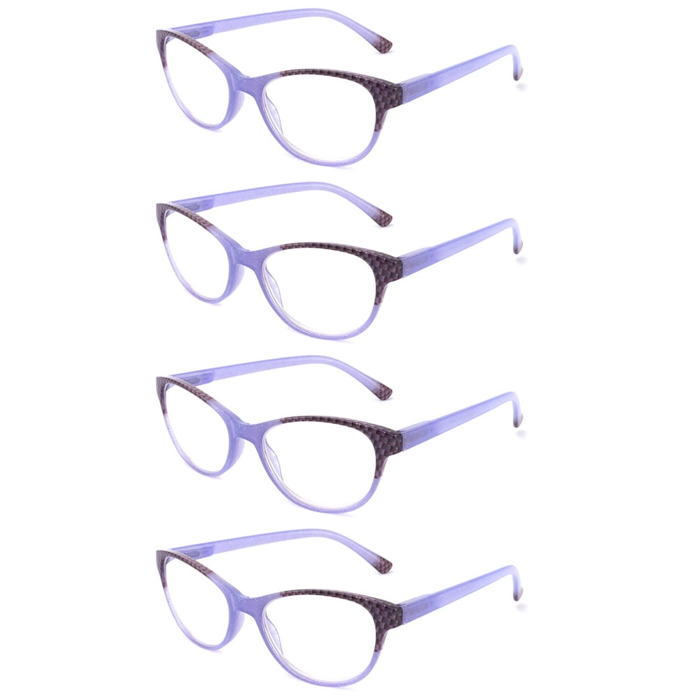 4 PACK Womens Classic Cat Eye Reading Glasses Rectangular Plastic ...