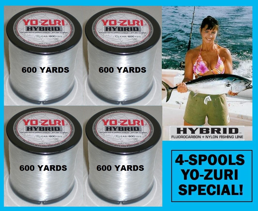 4 PACK YO-ZURI HYBRID Fluorocarbon Fishing Line 40lb/600yd CLEAR COLOR ...