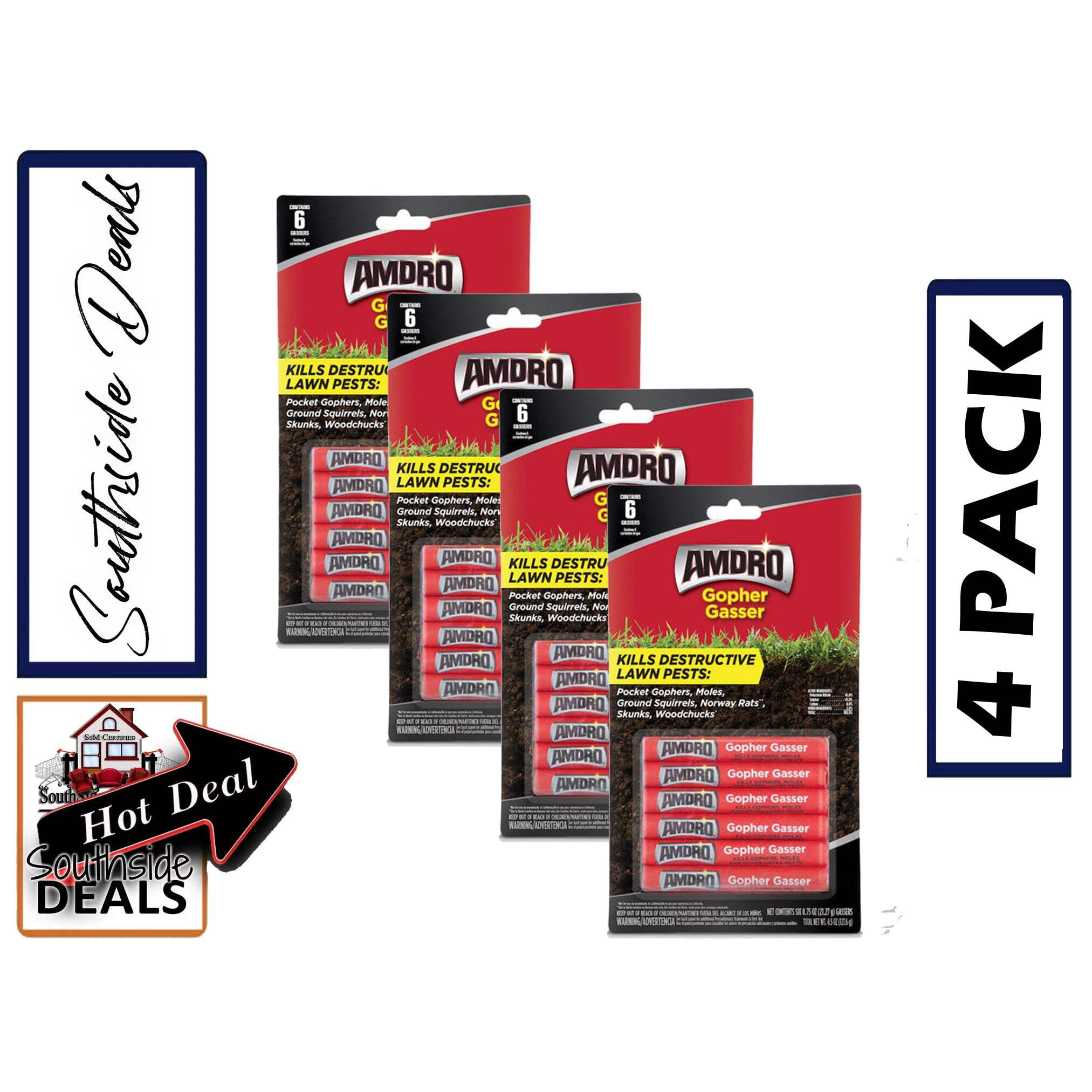 Amdro Gopher Gassers Kills Gophers Moles Rats Woodchucks Skunks Multi ...