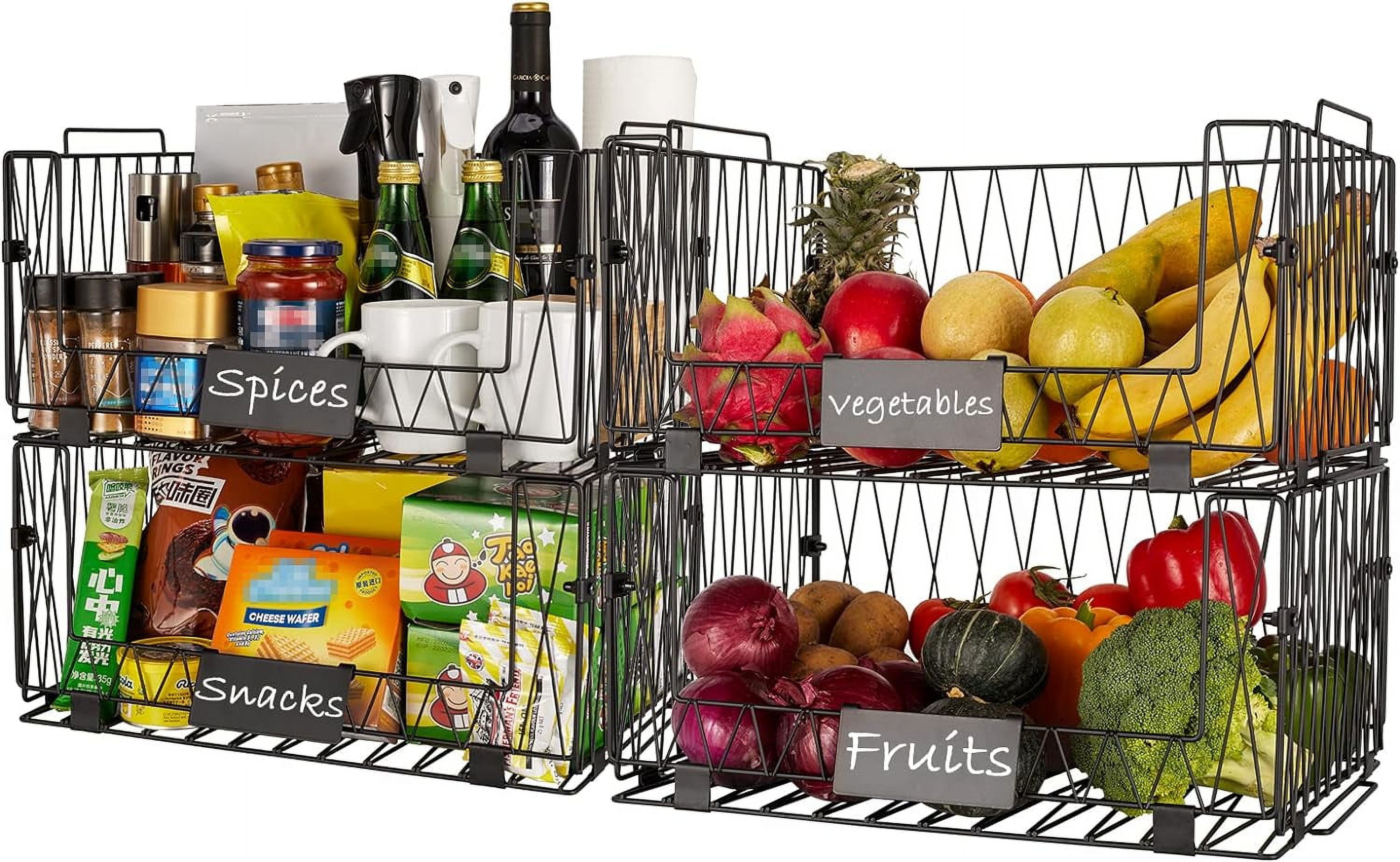 4 PACKS Kitchen Organization and Storage Pantry Baskets, Fruit ...