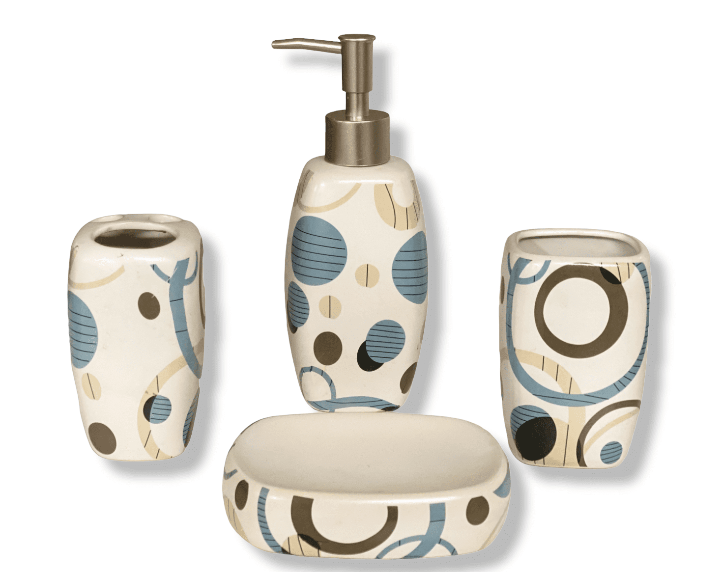 Empire Home Ceramic Bathroom Accessory Set, 4-Piece, Unique Designs ...
