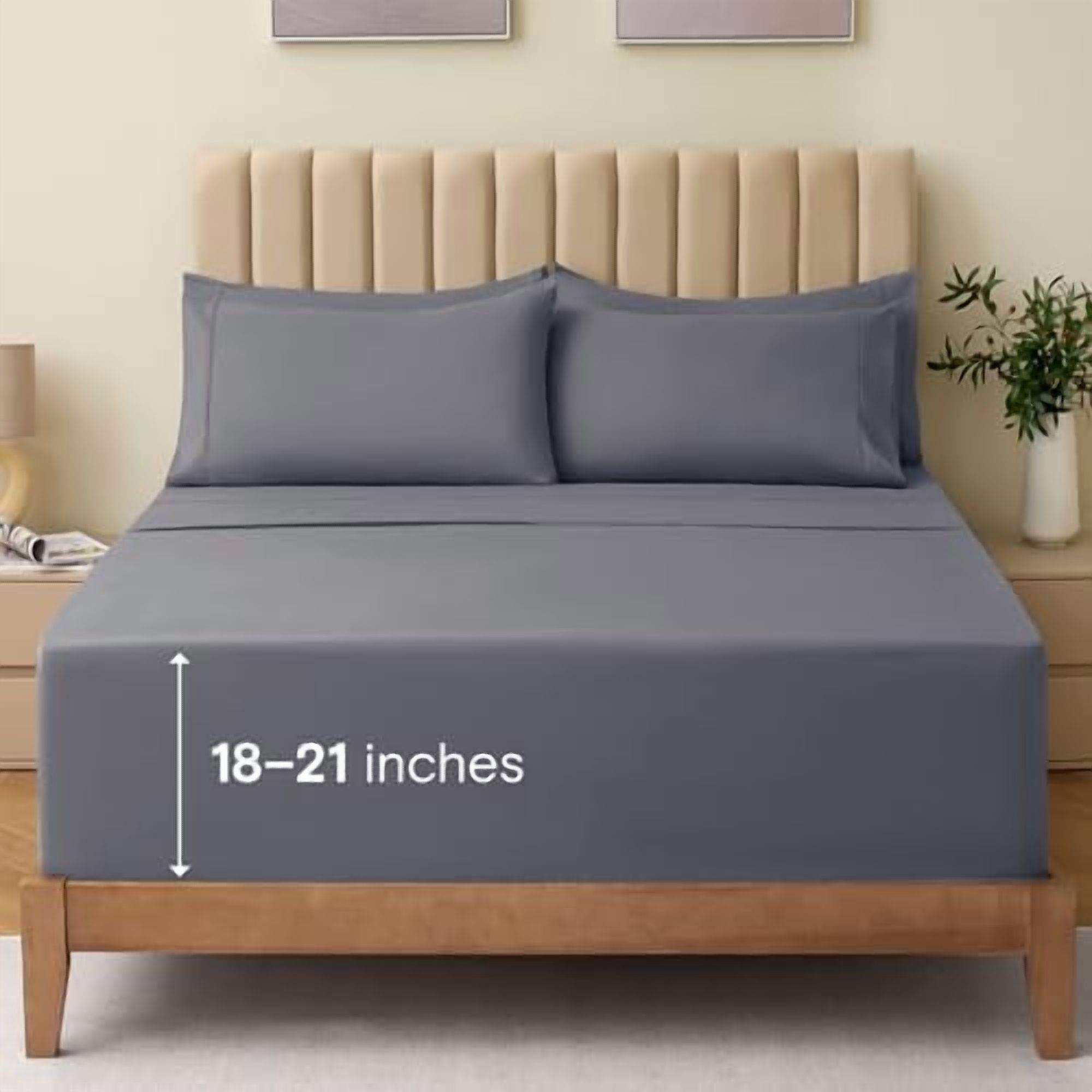 4 PC Extra Deep Pocket Full Sheet Set, Wrinkle Free Cooling Bed Sheets ...