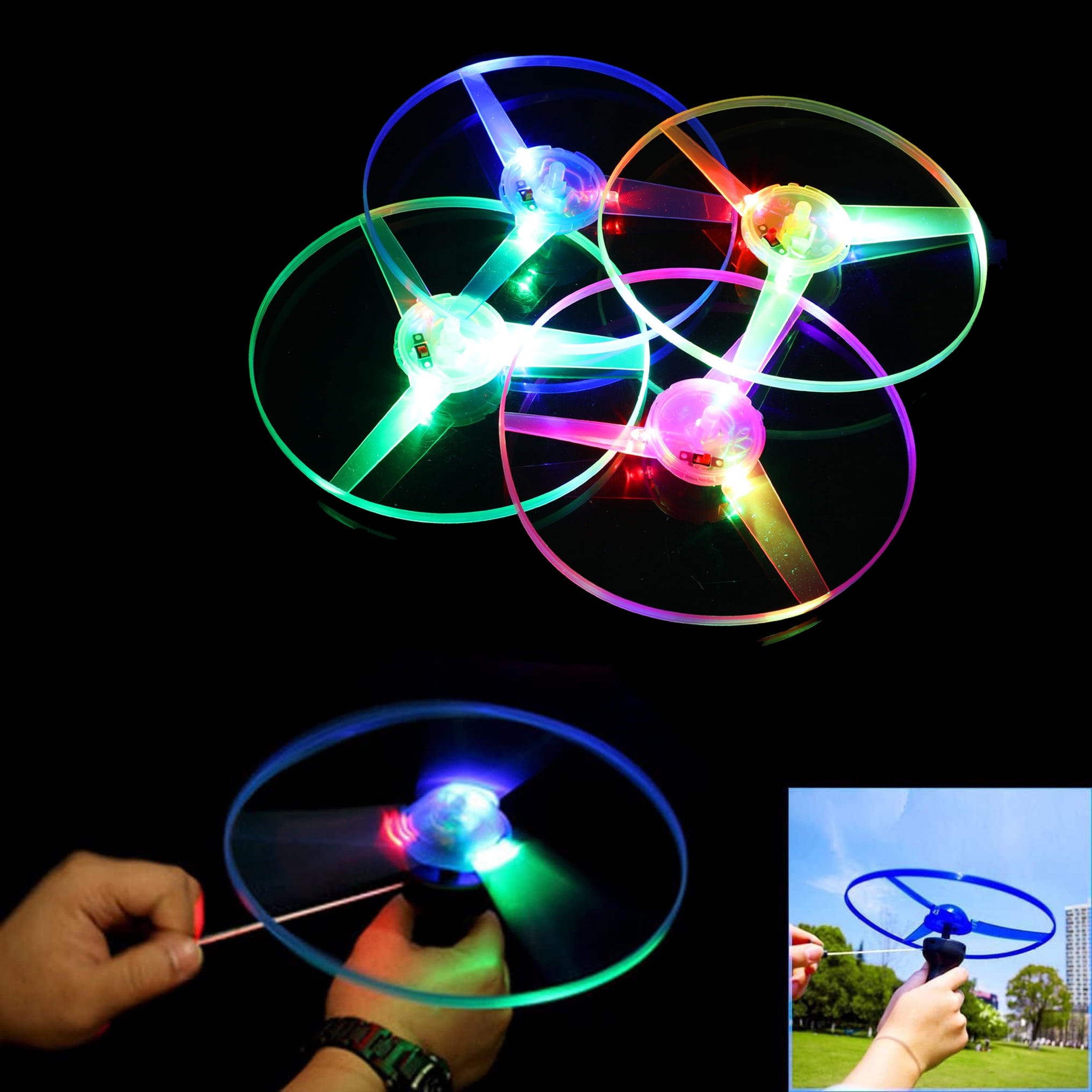 4 PC Flying Toys LED Light-Up Disco Flyers– Flying Disc with Colorful ...