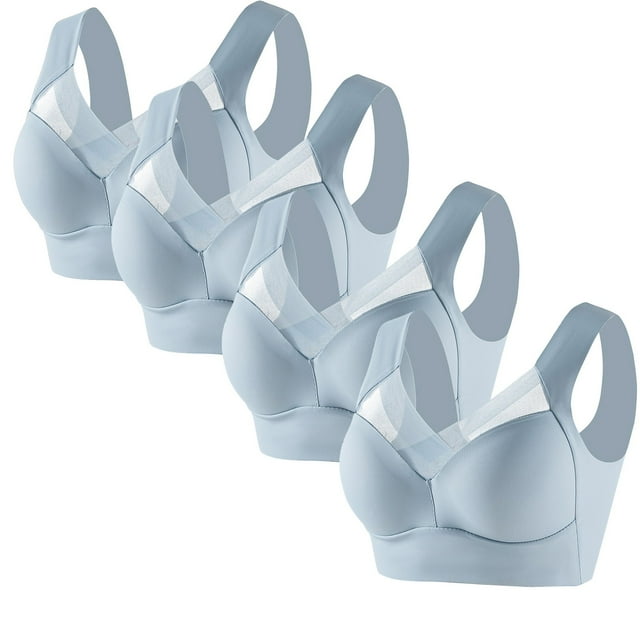 4 PC Full Coverage Bras for Women Stretchy Daily Breathable Plus Size Sports No Bra Underwire ...