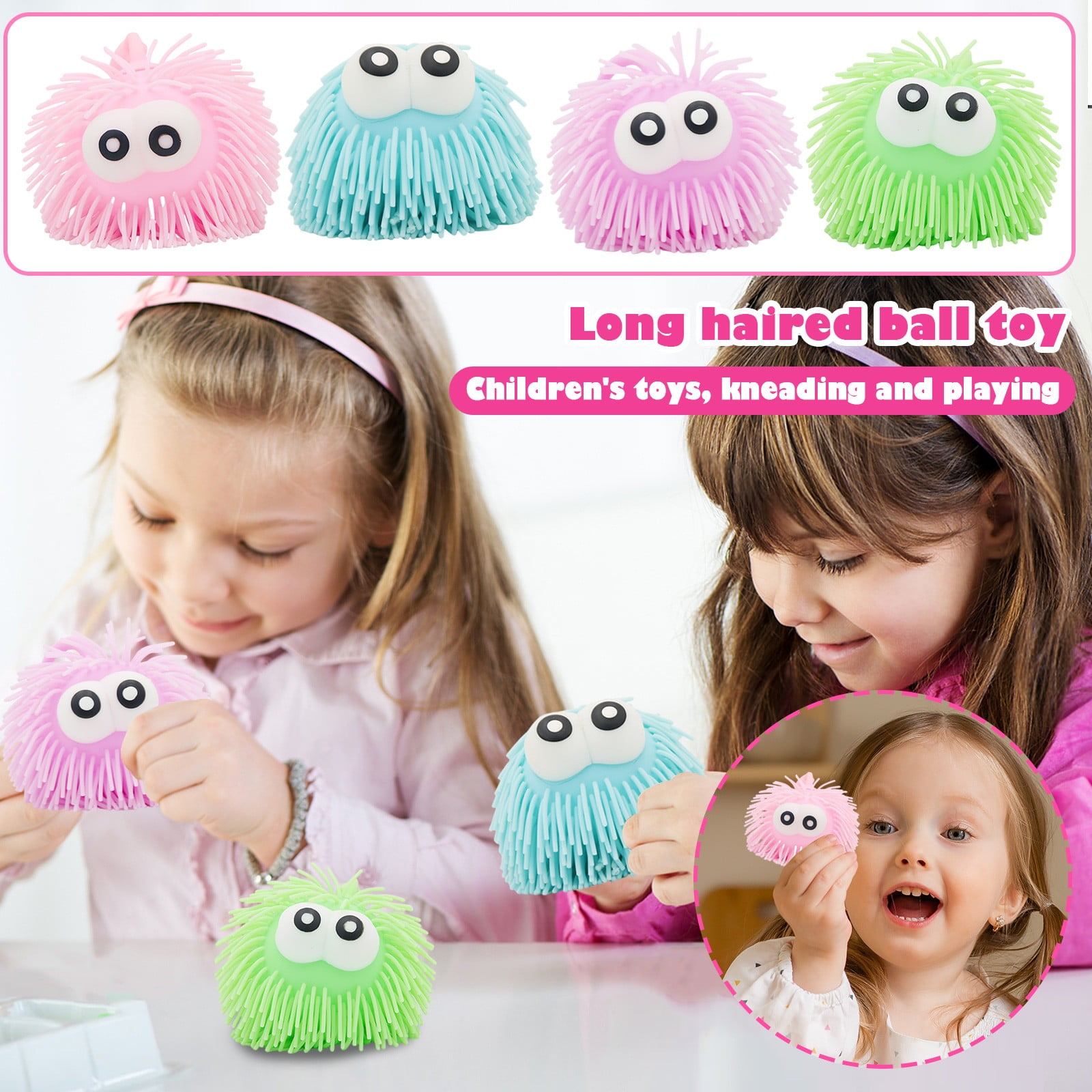 4 PC Giant Pop-Eye Fluffy Squishy Ball - Extra-Large Sensory Stress ...