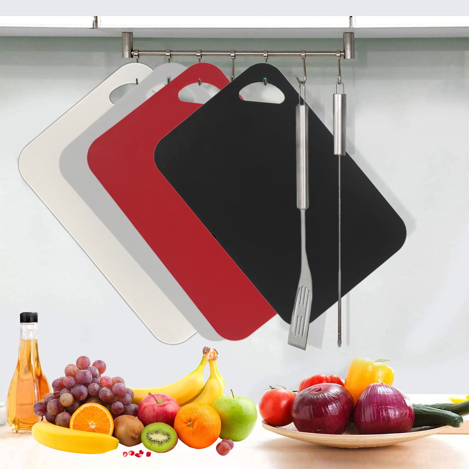 4-PC Plastic Cutting Boards, Dishwasher Safe, Non-Slip, Grinding Edge ...
