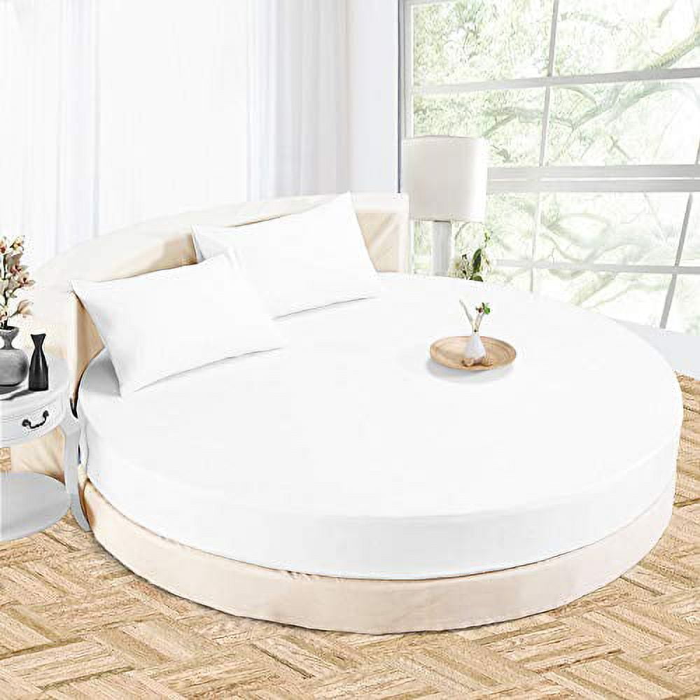 4 PC Round Bed Sheet Set 18" Deep Pocket of Mattress, 1000 TC (1 Flat ...