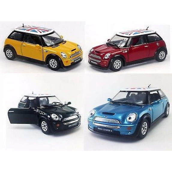 4 PC Set: 5" Kinsmart Mini Cooper S British Flag Diecast Model Toy 1:28 ...