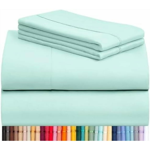 4 PC Sheet Set Bed Sheets Deep Pockets 16" Eco Friendly Wrinkle Free ...