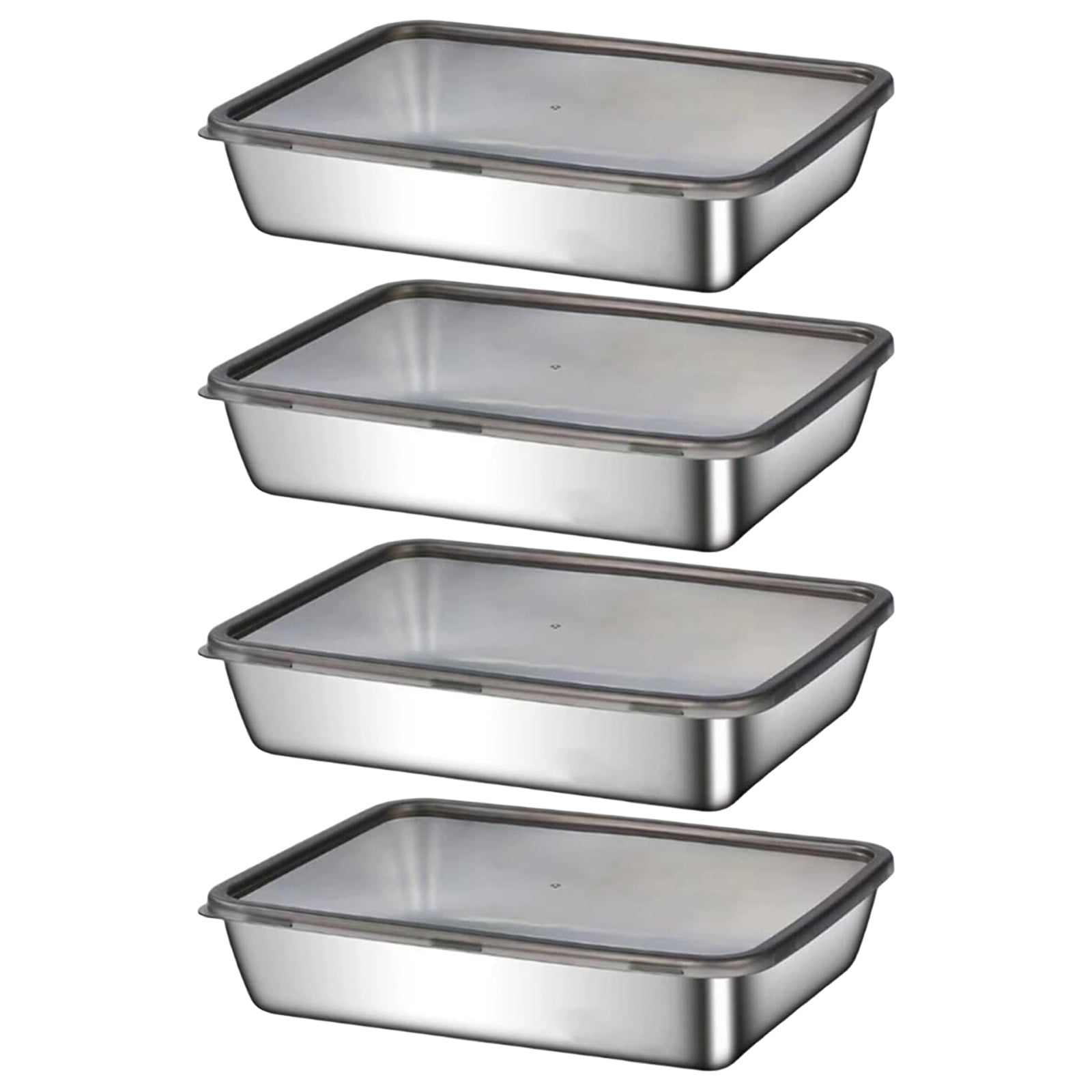 4 PC Stainless Containers,Square Stainless Steel Food Containers with ...