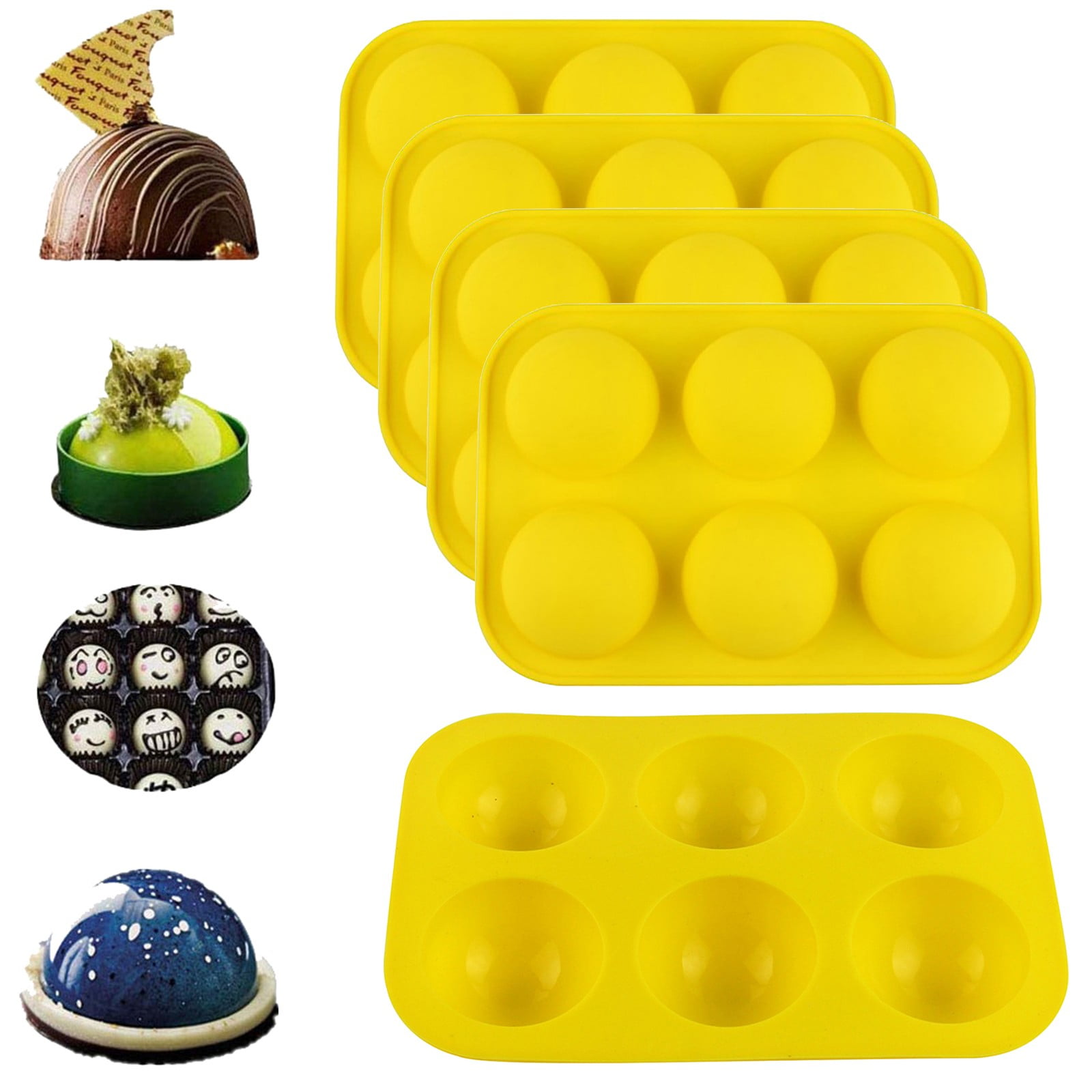 4 PC Yellow Silicone Pan & Cupcake Pans for Baking - 6-Cup Regular Size ...