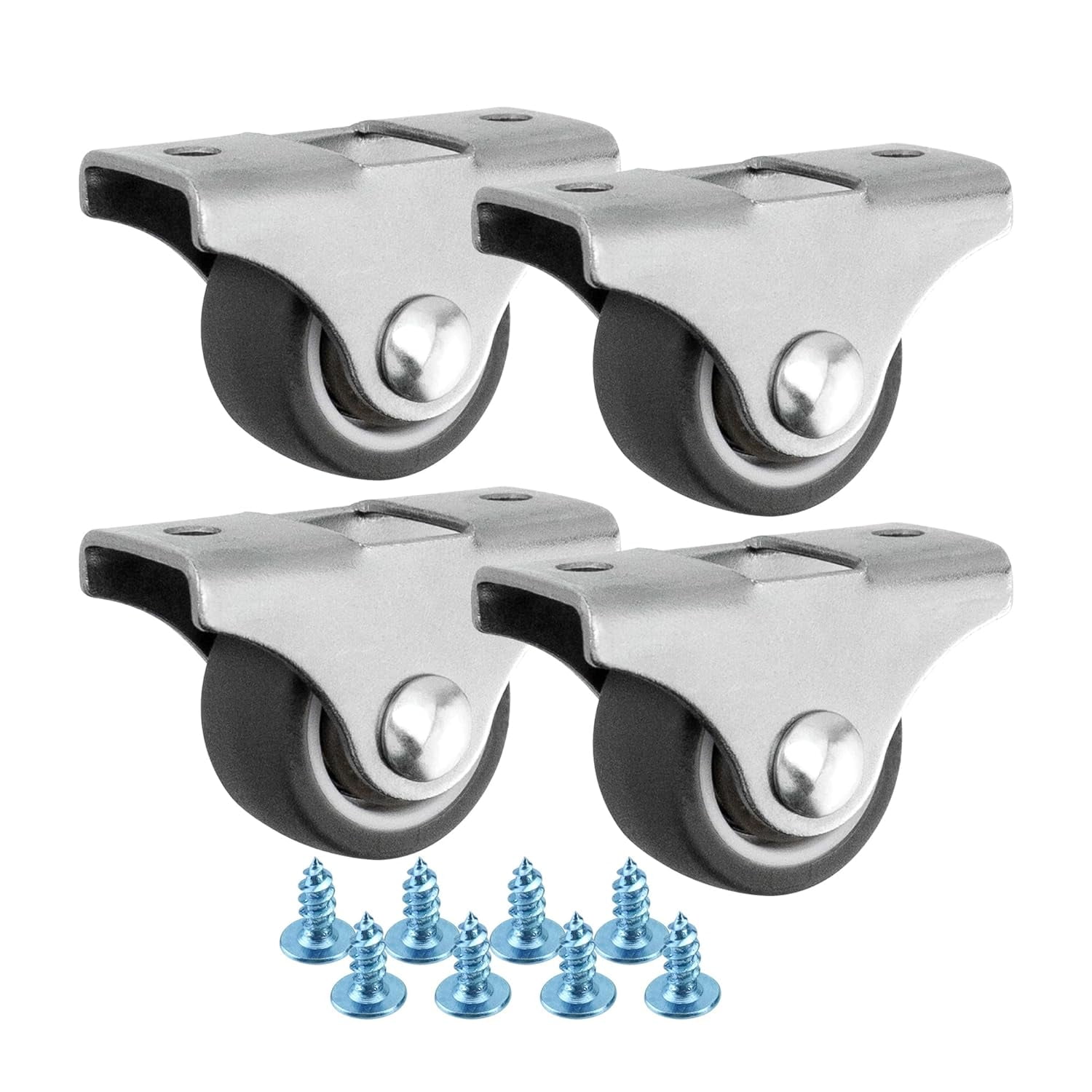 4 PCS 1 Inch Fixed Caster Wheels Furniture Directional Casters Mini ...
