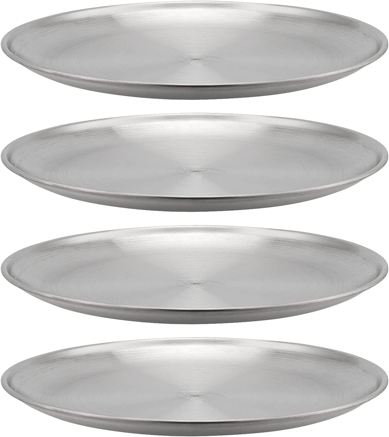 4 PCS 12 Inch Large Stainless Steel Plate, 30cm Round Dinner Metal ...