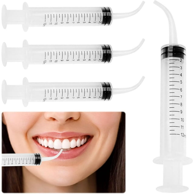 4 PCS 12cc Dental Irrigation Syringe, Curved Tip Graduated Syringe,Oral ...