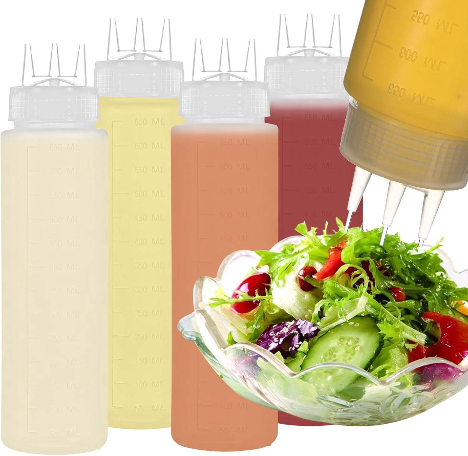 4 PCS 23 oz Plastic Squeeze Bottles For Sauces, Condiment Squeeze ...