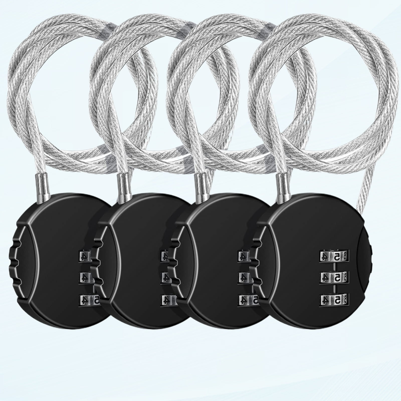 4 PCS 3-Digit Combination Lock Wire Stroller Waterproof Padlock Cable ...