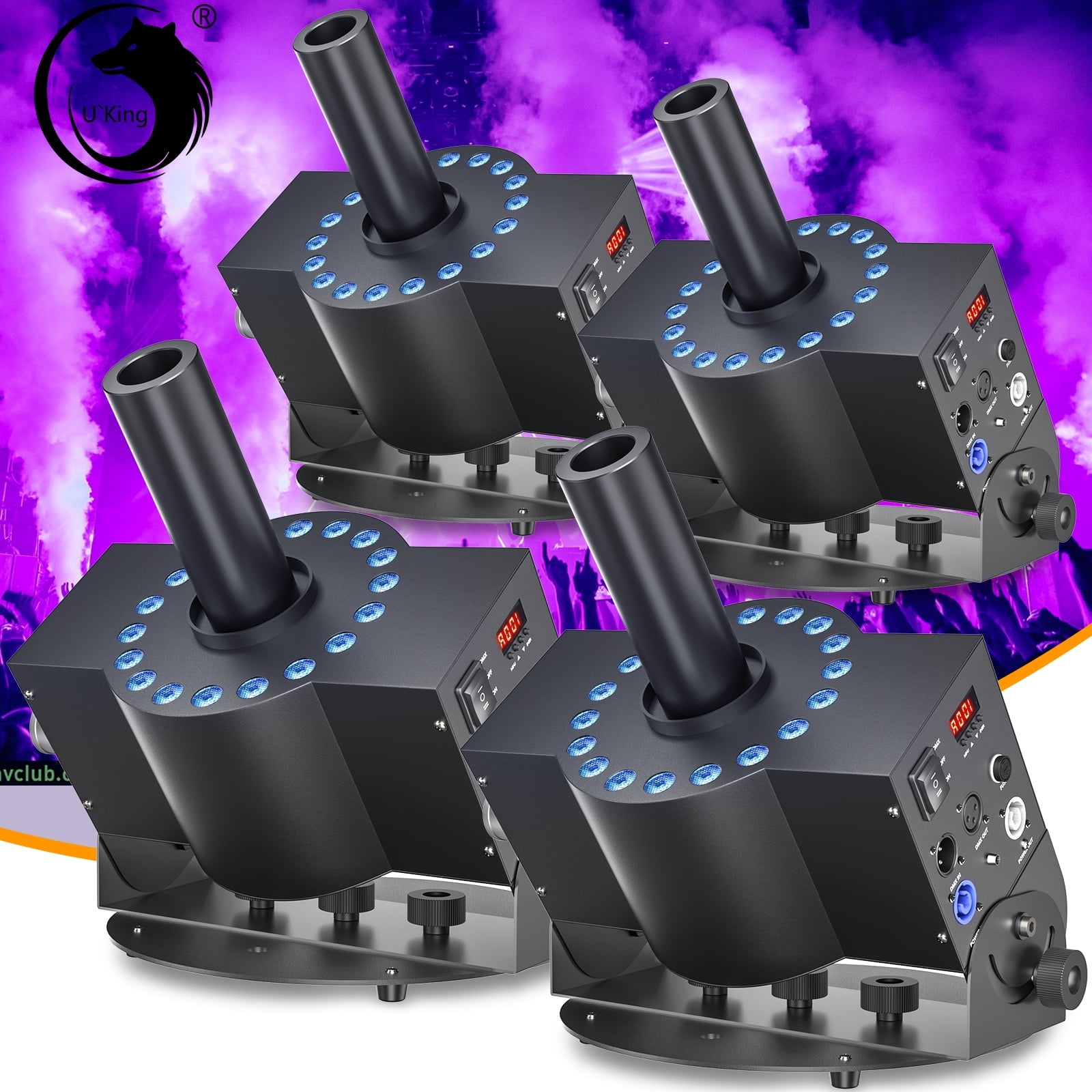 4 PCS 300W CO2 Fog Machine, Professional DMX CO2 Cannon Jet Air Column ...