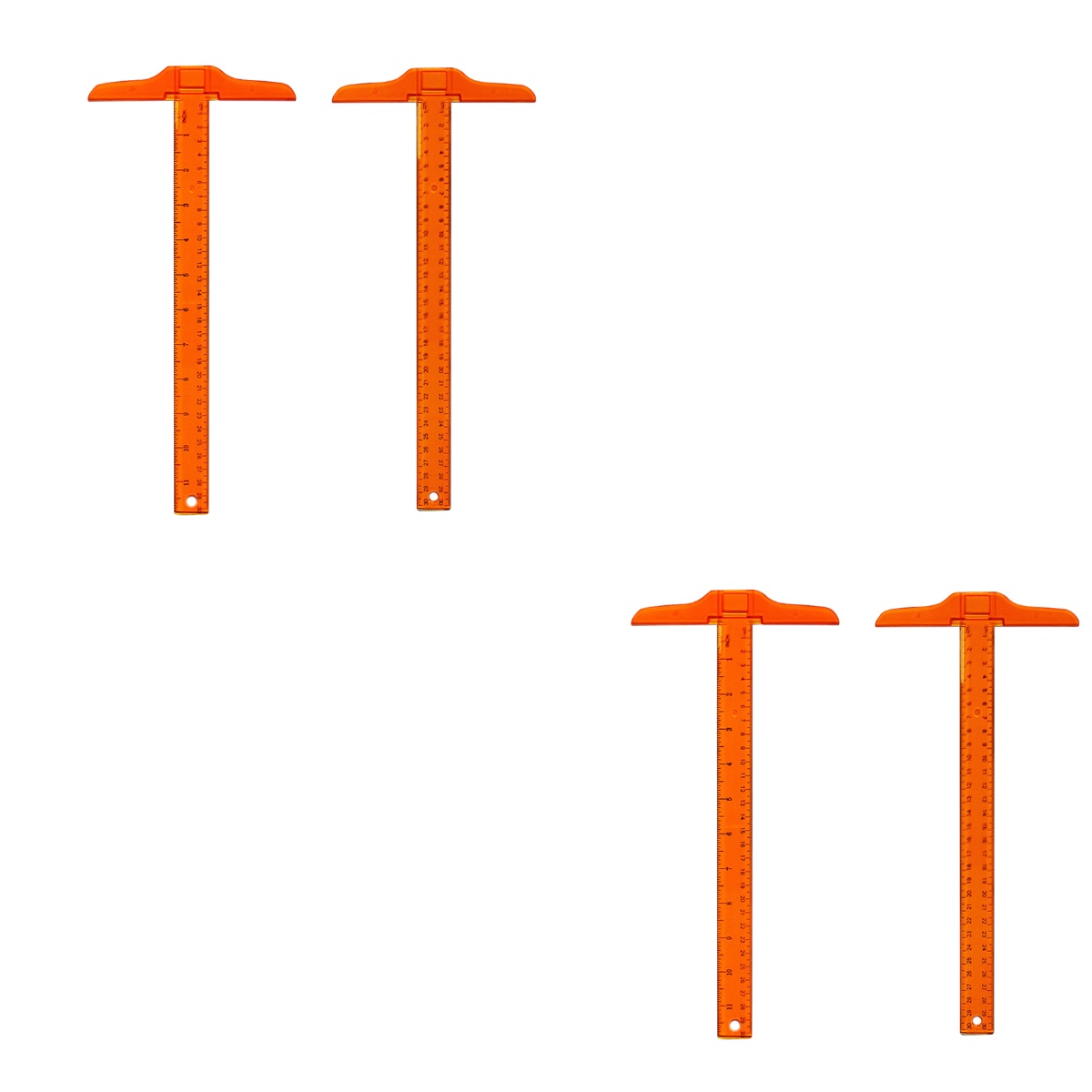 4 PCS 30cm T-Square Double Side Scale T Shape Ruler Plastic Measuring ...