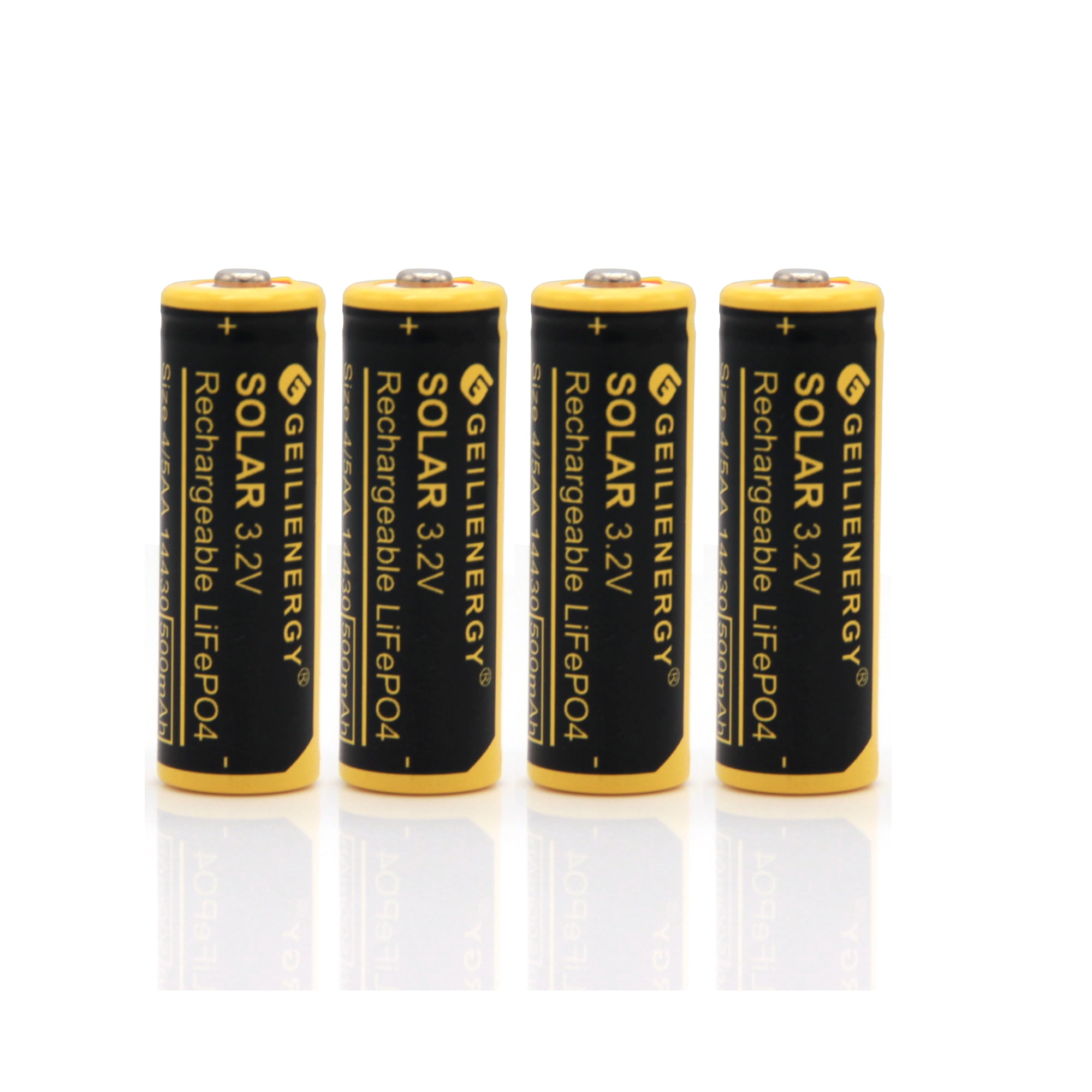 (4 Pcs) 4/5 AA 14430 3.2v 500mAh LiFePO4 Lithium Rechargeable Solar ...