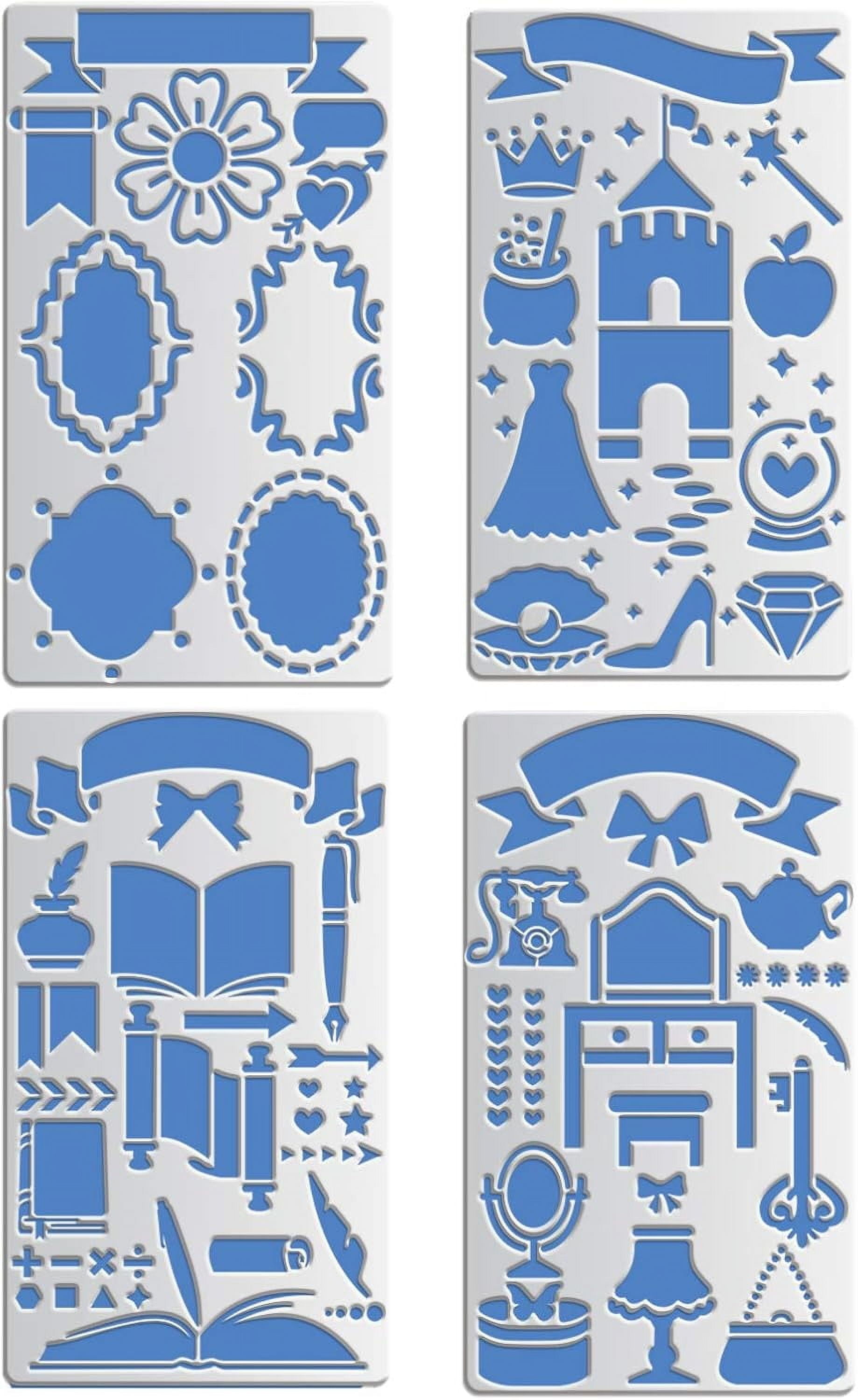 4 PCS 4x7 Inch Mixed Hollowing Metal Stencils Journal Stencil Template ...