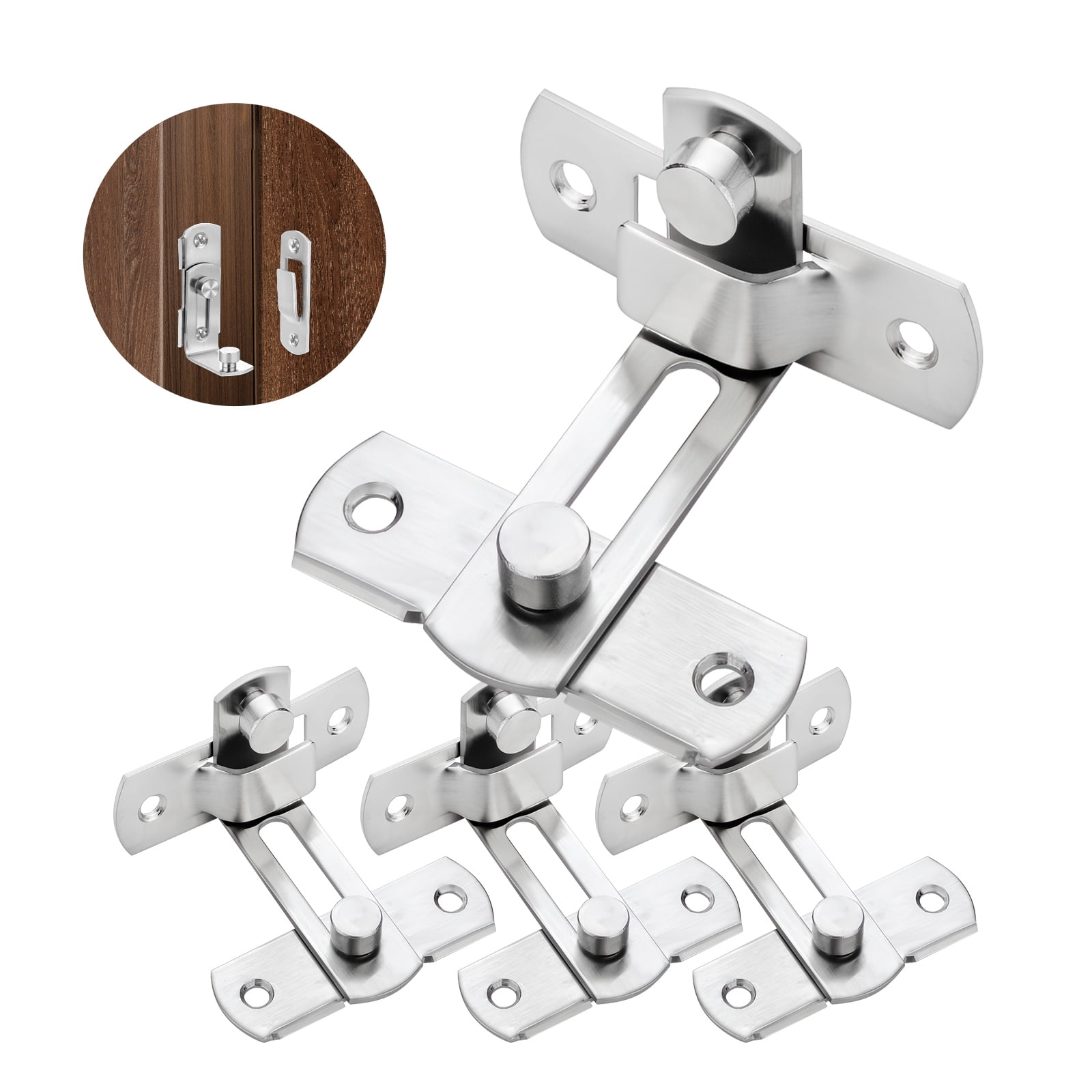 4 PCS 90 Degree Stainless Steel Barn Door Lock, Sliding Right Angle ...