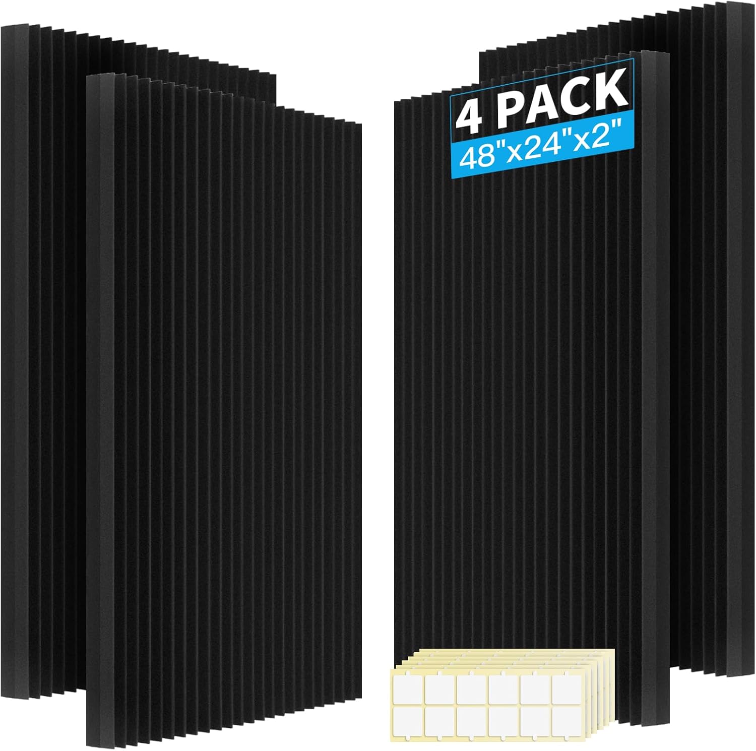 4 PCS Acoustic Panels,48''X24''X2'' Soundproof Foam Wall Panels,High ...